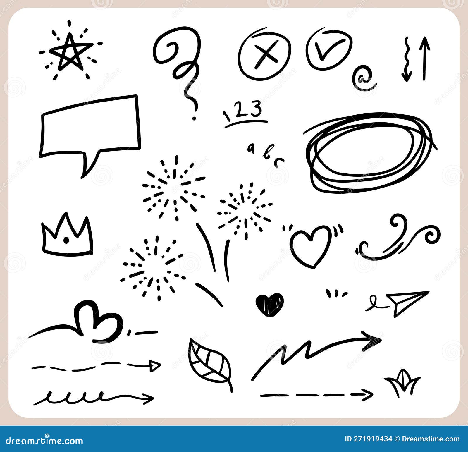 Doodle Abstract of Swash Black Thin Line Set in Vector Stock Vector ...