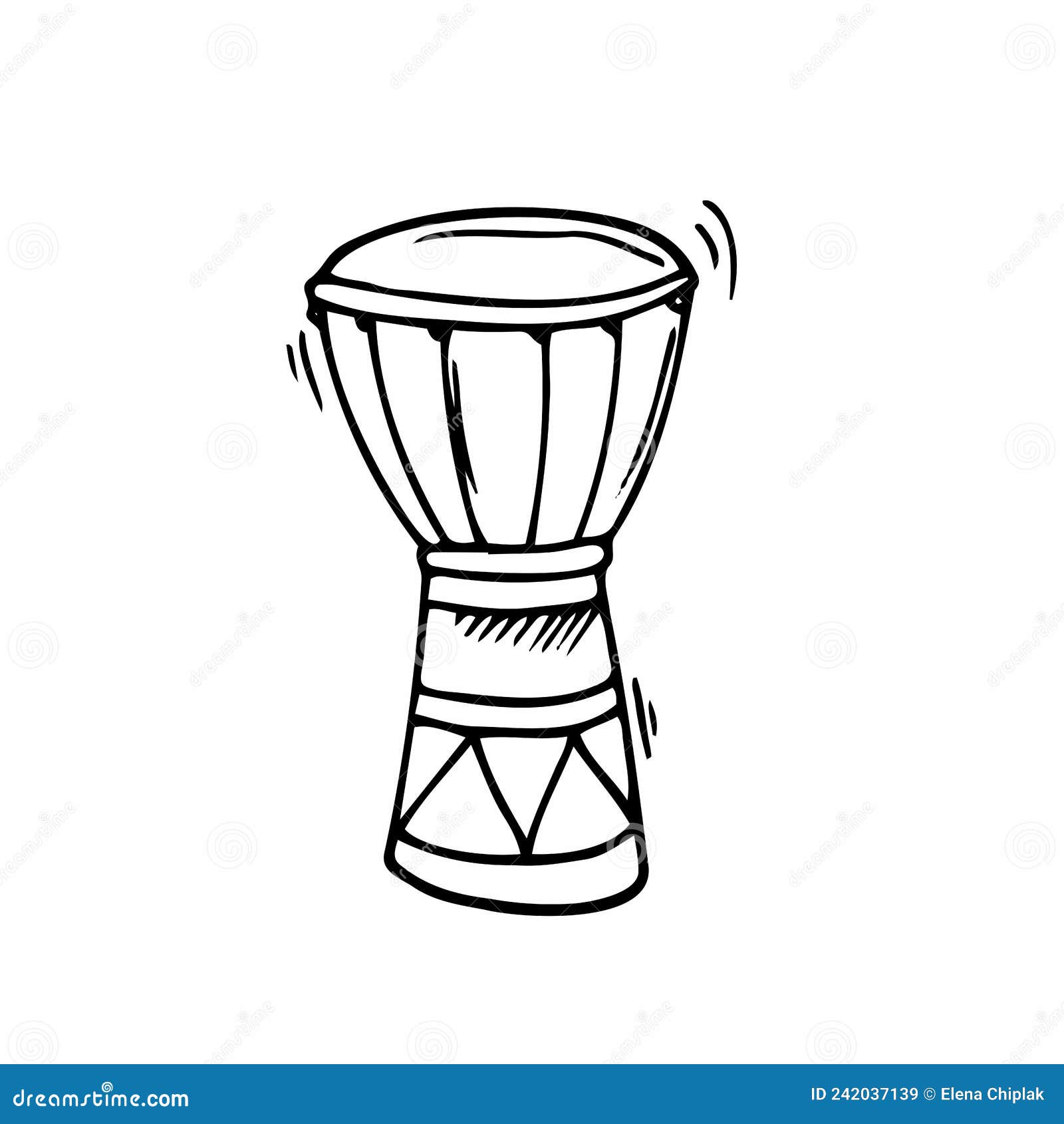 Doodle African Djembe Illustration in Vector. Hand Drawn African Djembe ...