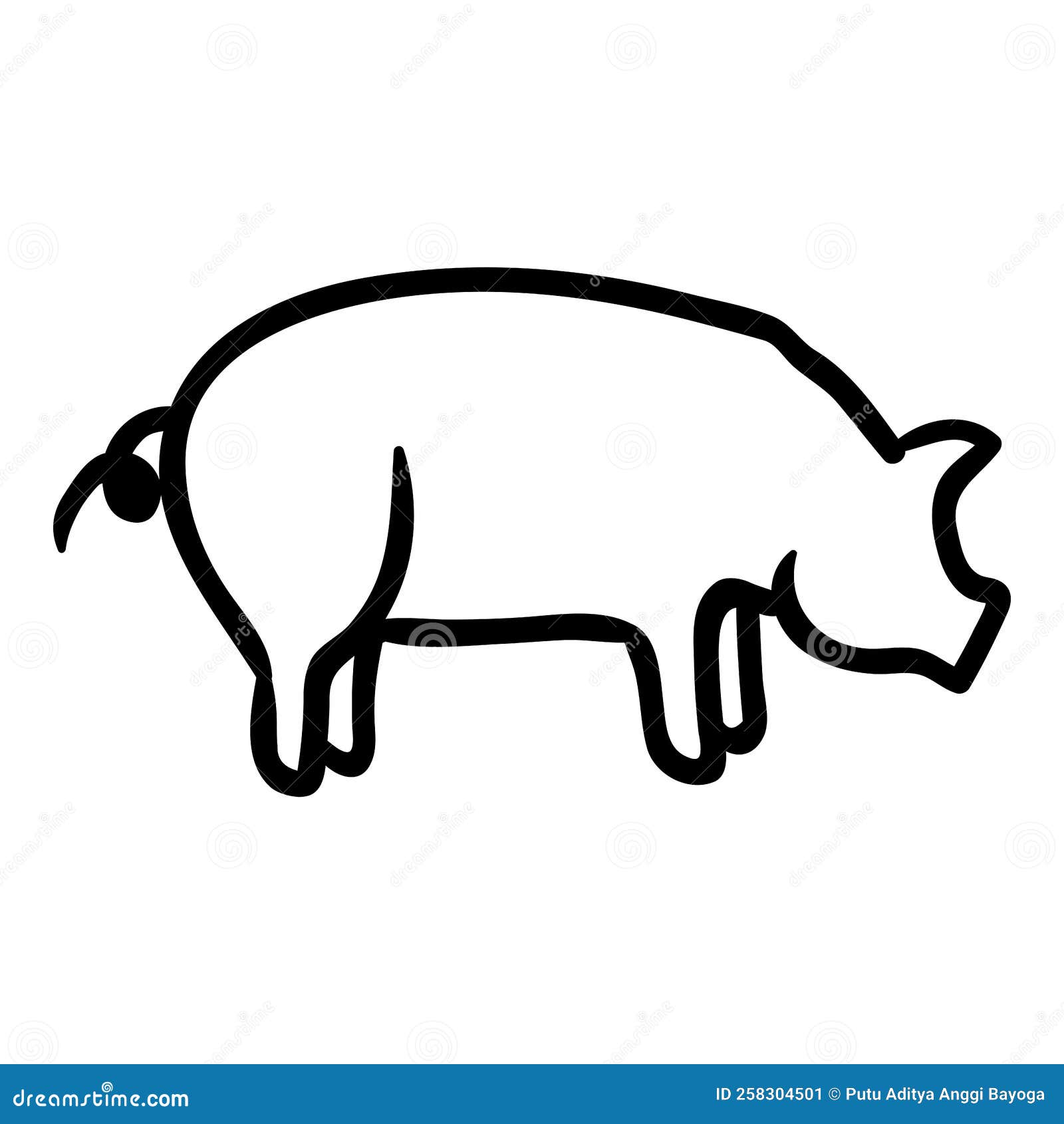 Doodle pig stock vector. Illustration of vector, cartoon - 258304501