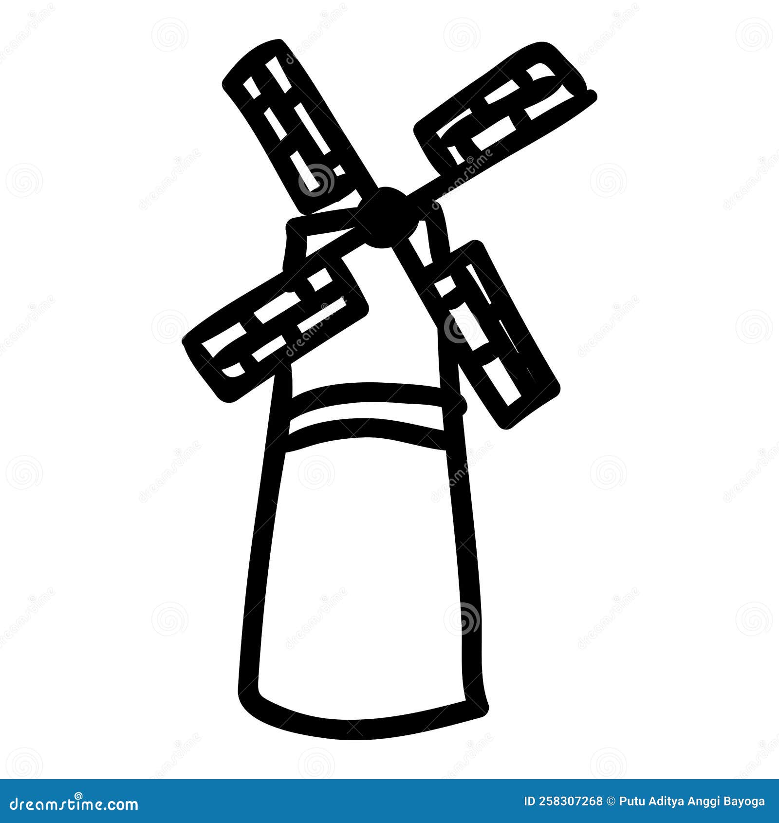 Doodle windmill stock vector. Illustration of agriculture - 258307268