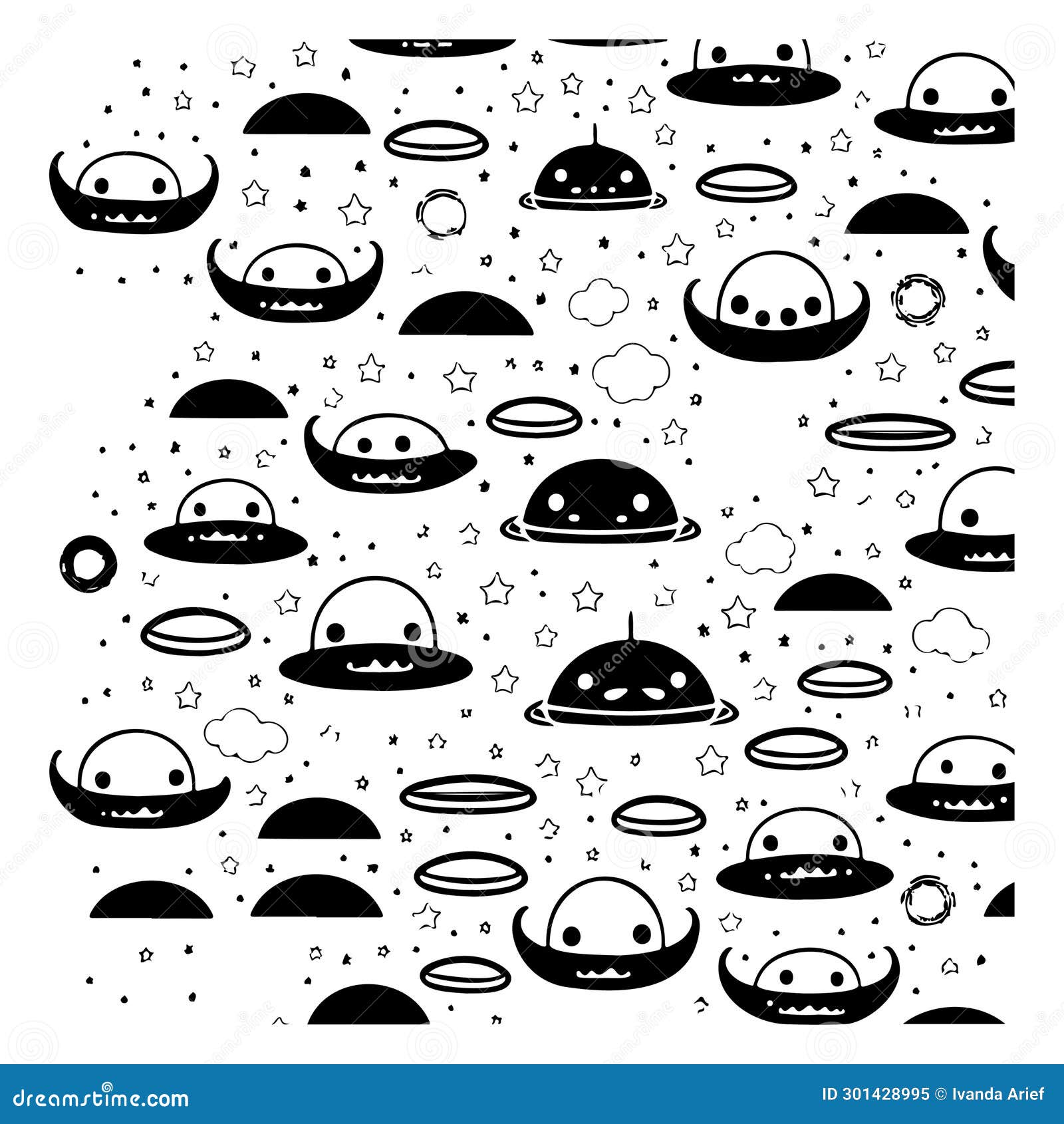 Doodle Alien Ufo Space Hand Draw Illustration Sketch Hand Draw Stock ...