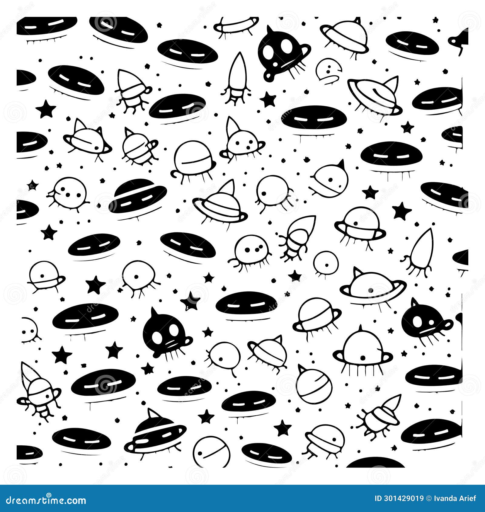 Doodle Alien Ufo Space Hand Draw Illustration Sketch Hand Draw Stock ...