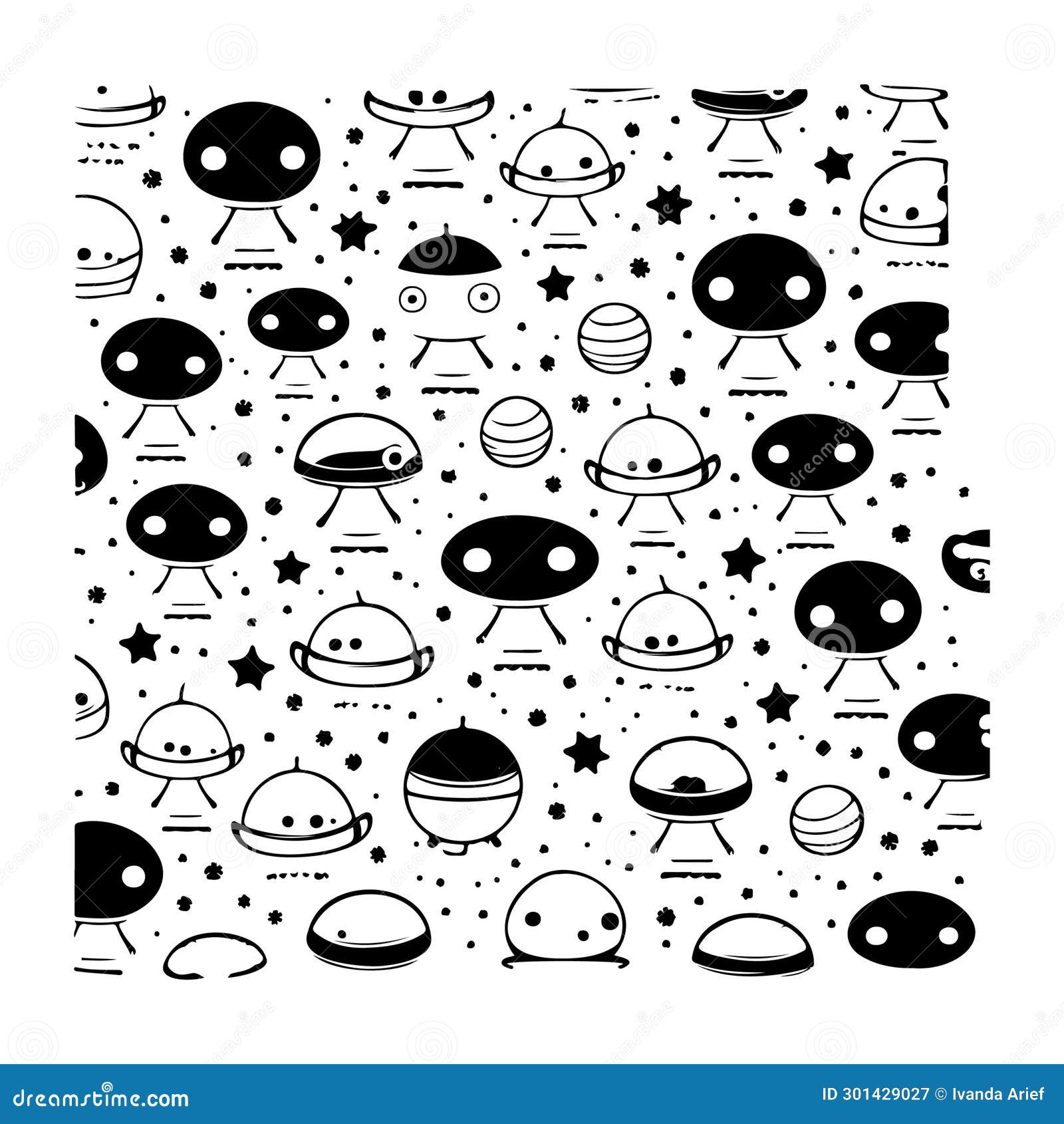 Doodle Alien Ufo Space Hand Draw Illustration Sketch Hand Draw Stock ...