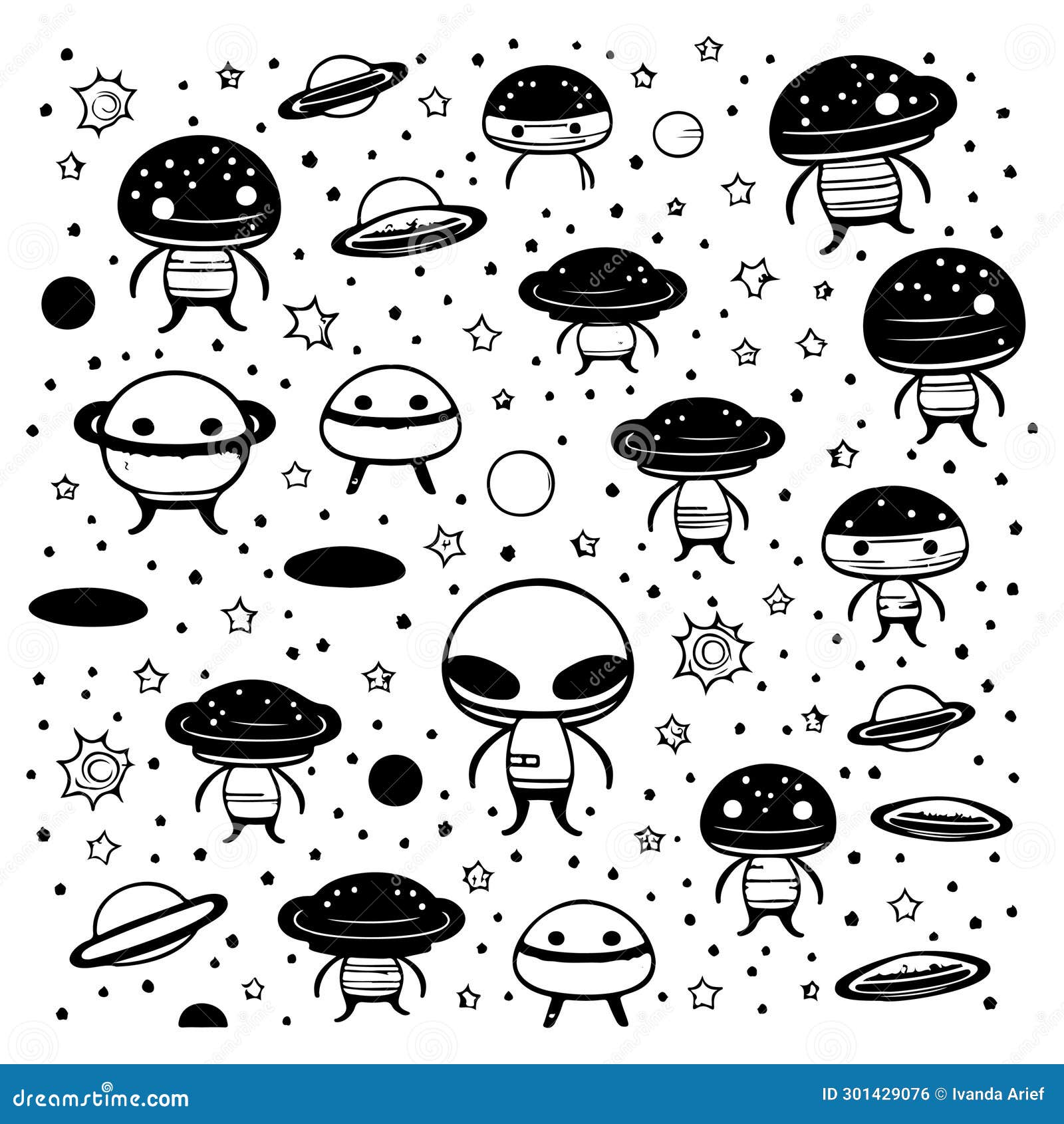 Doodle Alien Ufo Space Hand Draw Illustration Sketch Hand Draw Stock ...