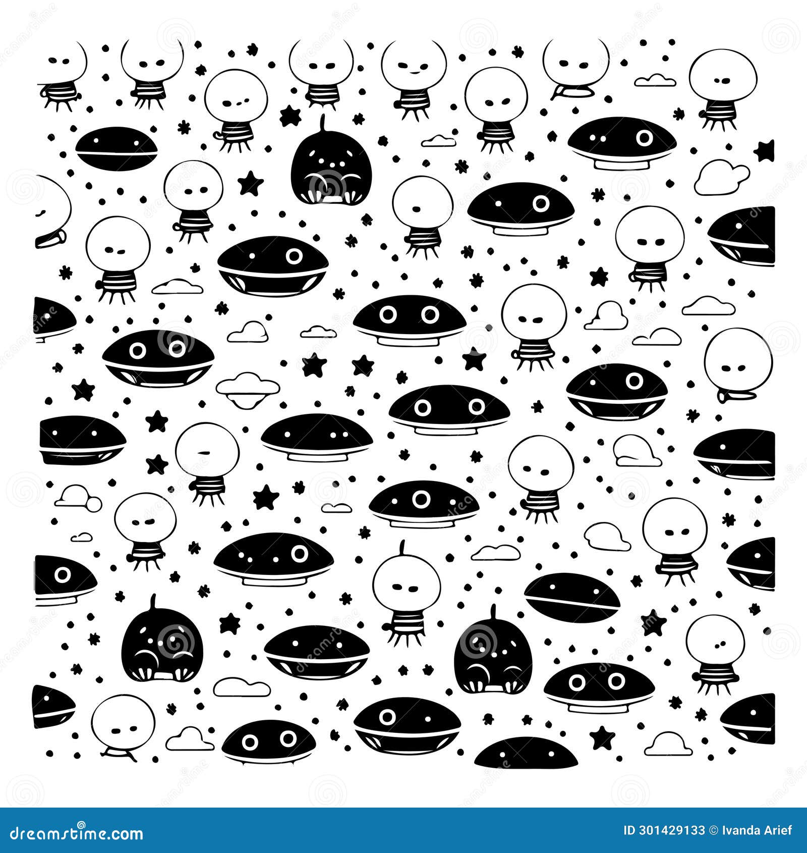 Doodle Alien Ufo Space Hand Draw Illustration Sketch Hand Draw Stock ...
