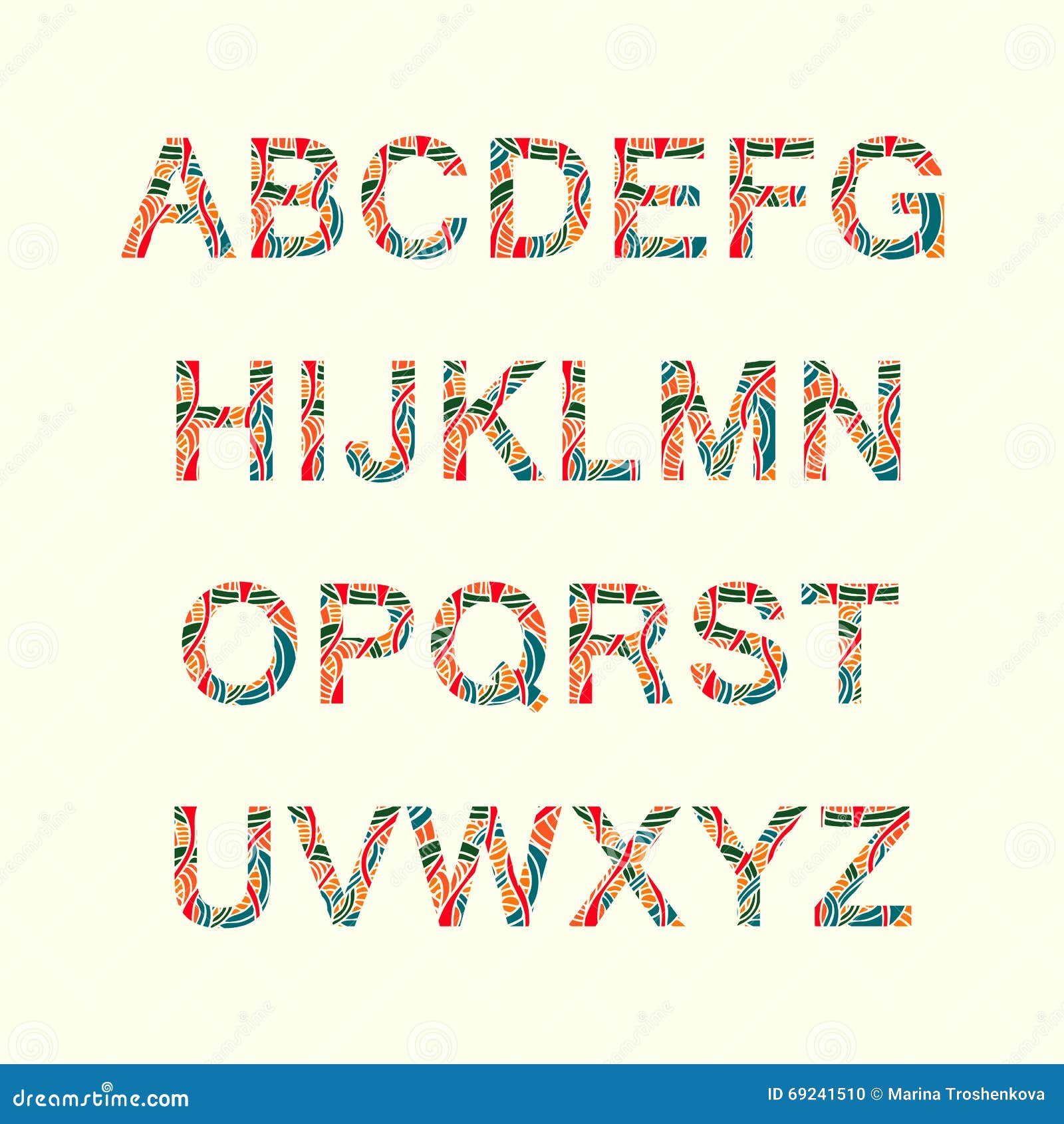 Doodle Alphabet with Abstract Pattern on Them. Stock Vector ...