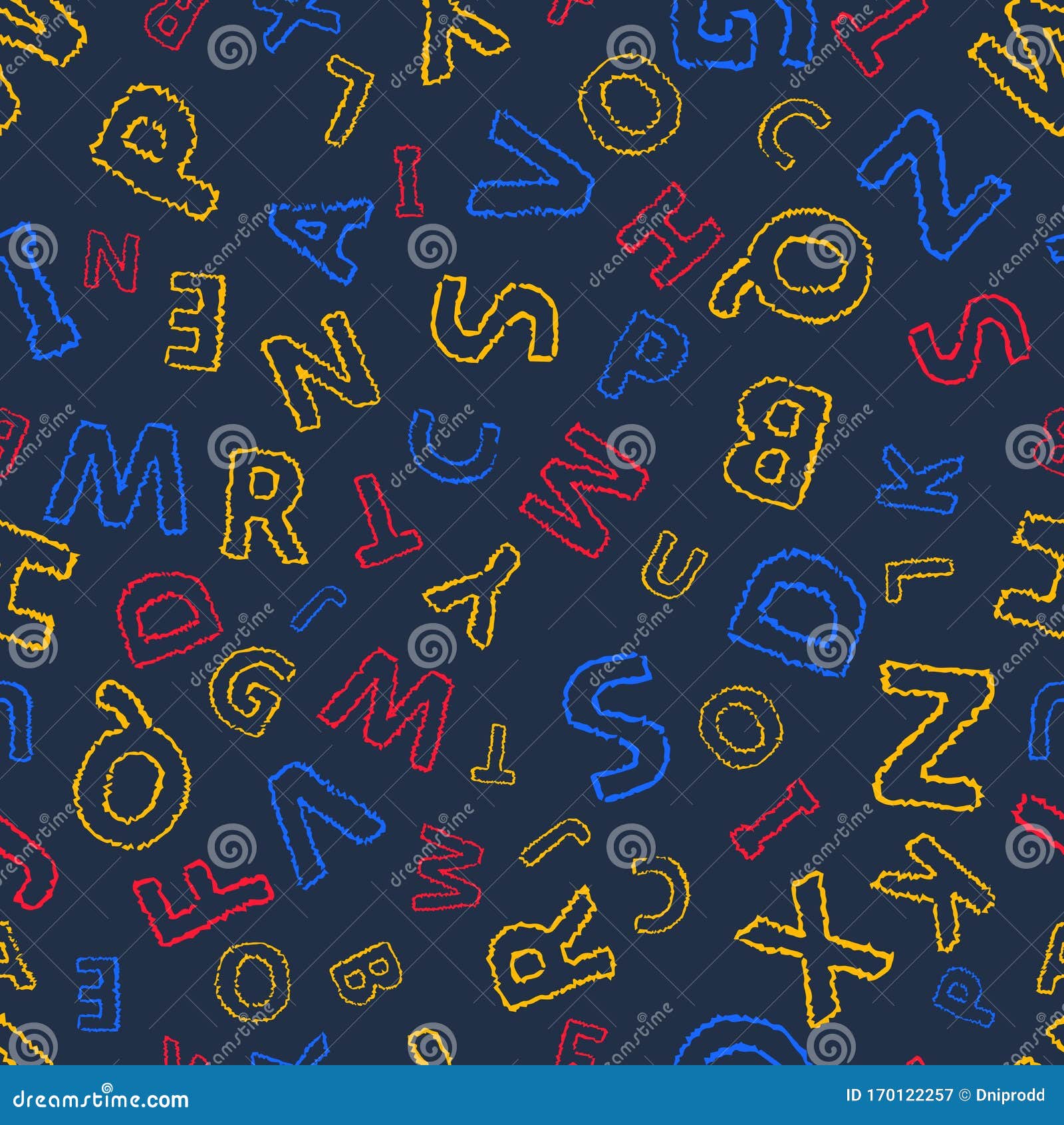 Doodle Alphabet Vector Seamless Background Stock Vector - Illustration ...