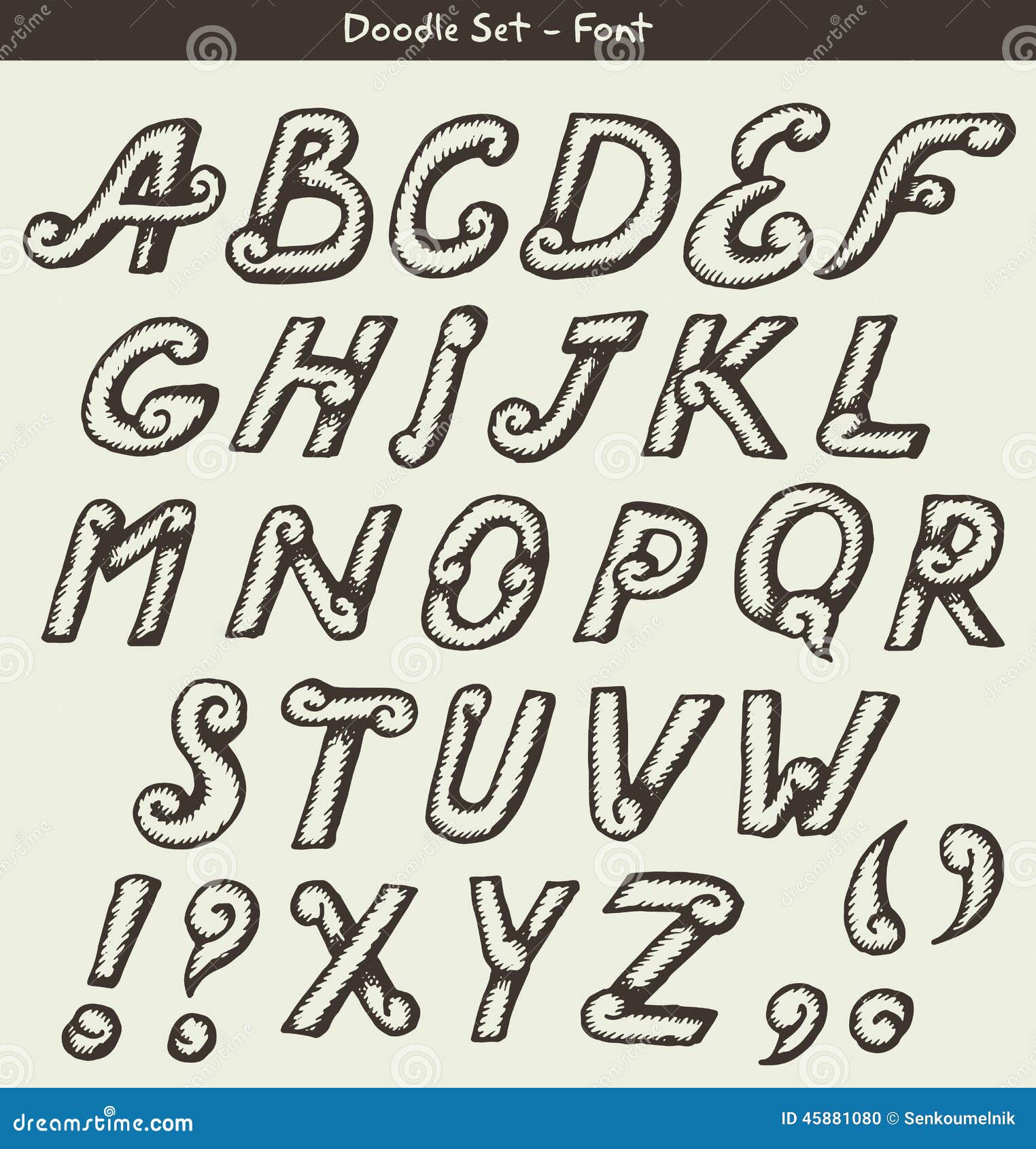 Doodle alphabet stock vector. Illustration of background - 45881080