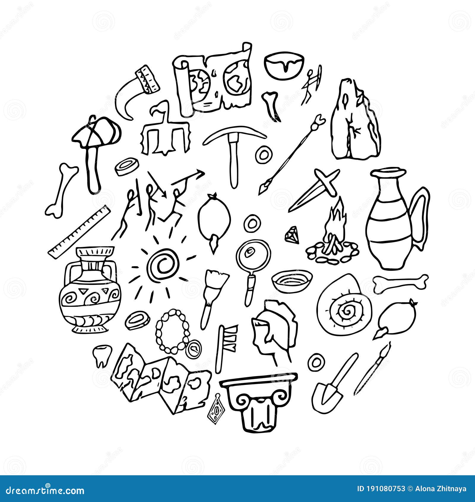 History Hand Drawn Doodles. Vector Back To School Illustration ...