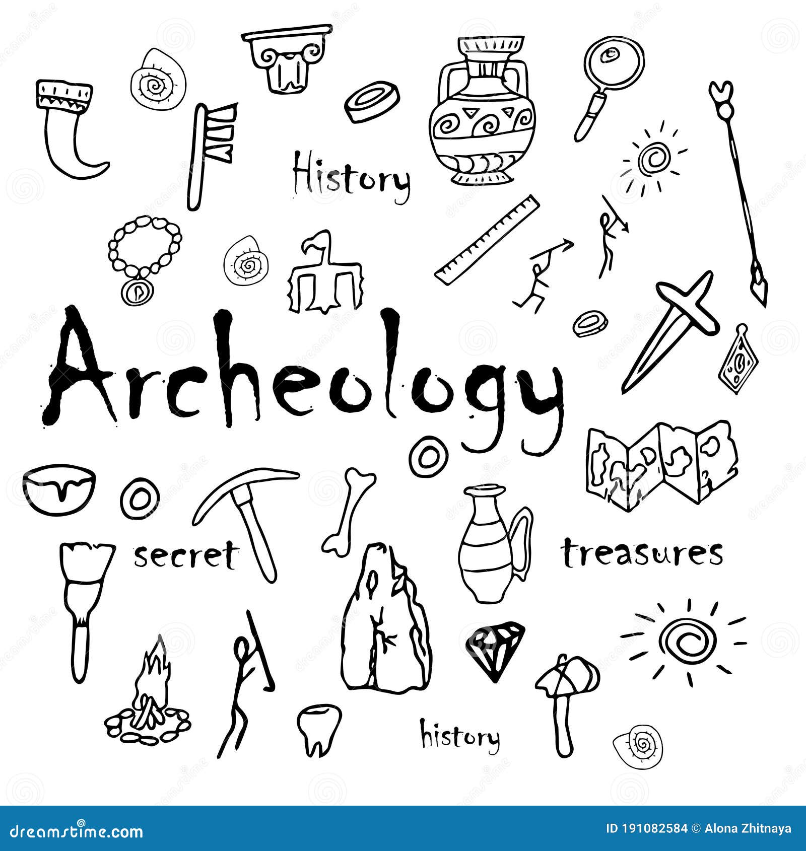 Doodle Archeology, Historical Objects, Tools, Stock Vector ...