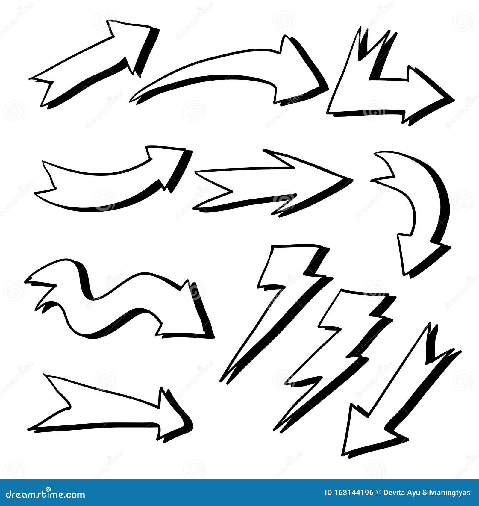 Doodle Arrow Collection Hand Drawn Cartoon Style Stock Vector ...