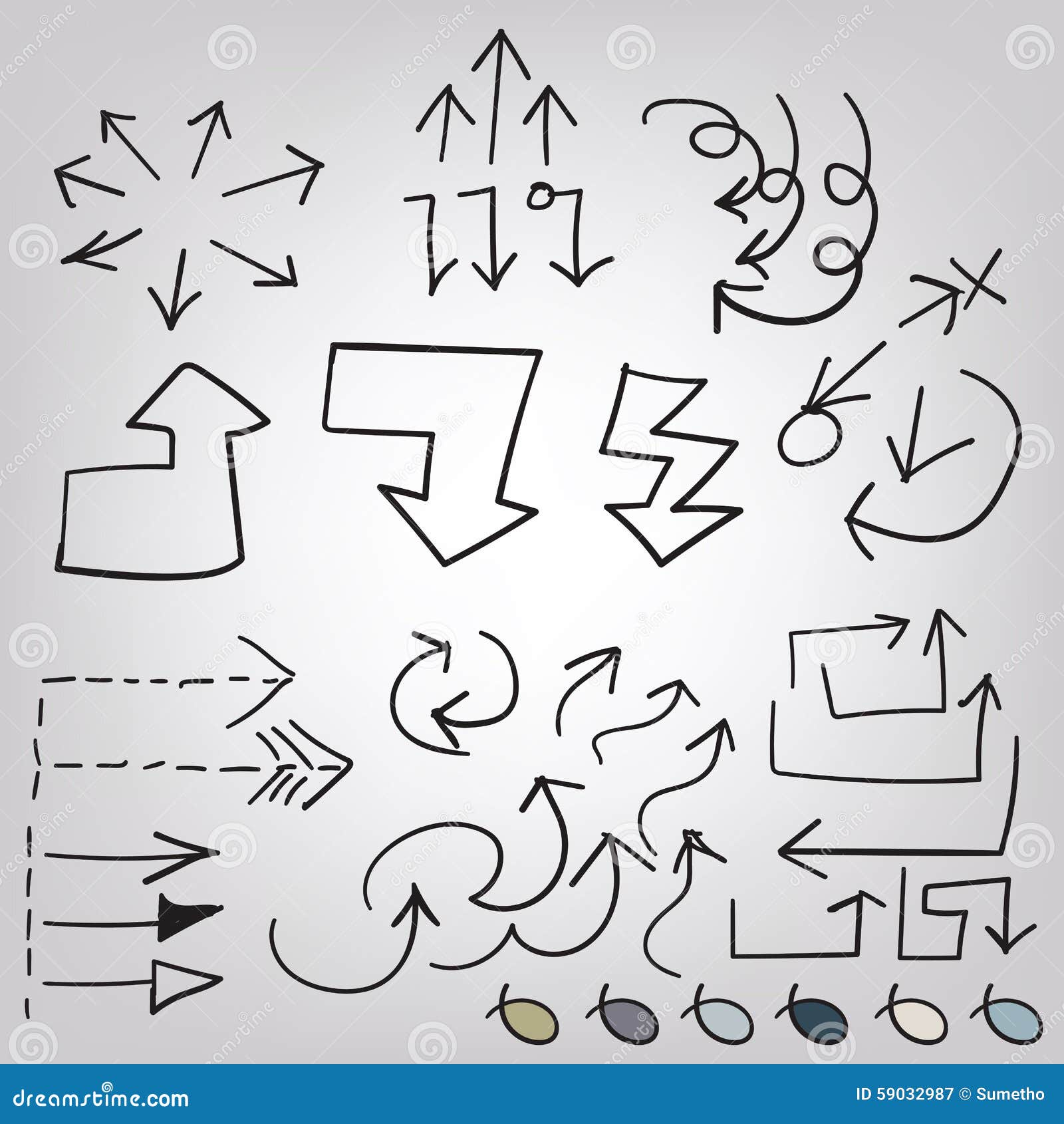 Doodle Arrow set stock vector. Illustration of line, target - 59032987