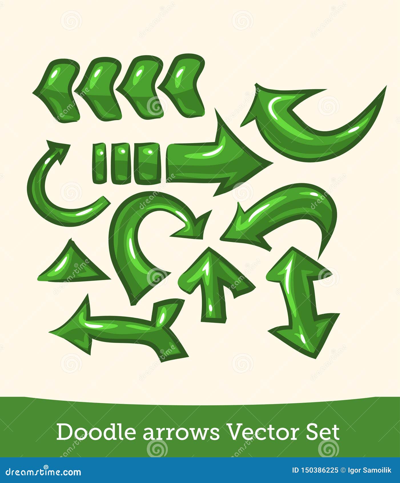 Doodle Arrow Set Isolated on White Background. Vector Stock Vector ...