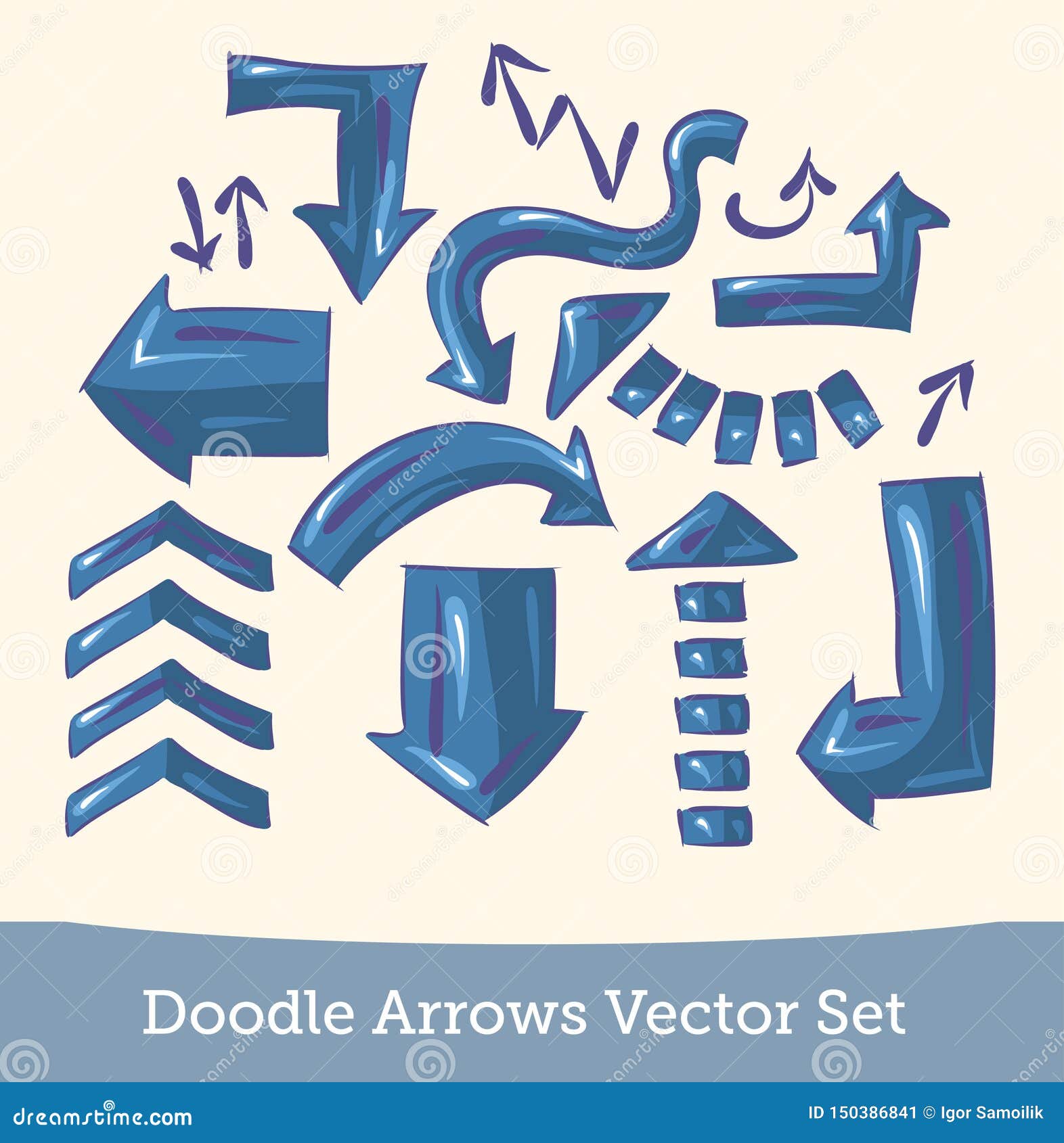 Doodle Arrow Set Isolated on White Background. Vector Stock Vector ...