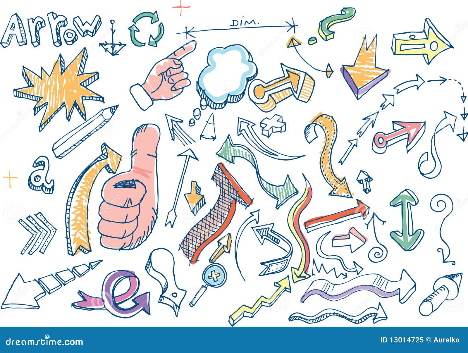 Doodle arrows color stock illustration. Illustration of moving - 13014725