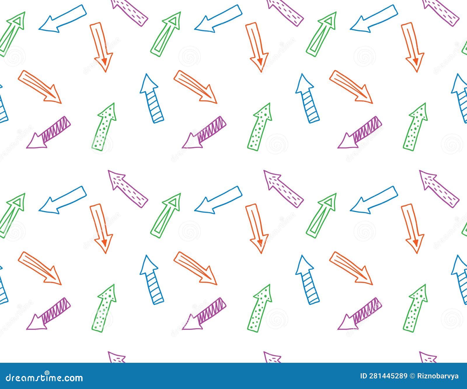 Doodle Arrows. Multicolor Seamless Pattern Stock Vector - Illustration ...
