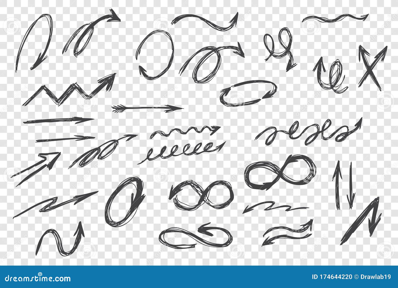 Doodle arrows set stock vector. Illustration of checkered - 174644220