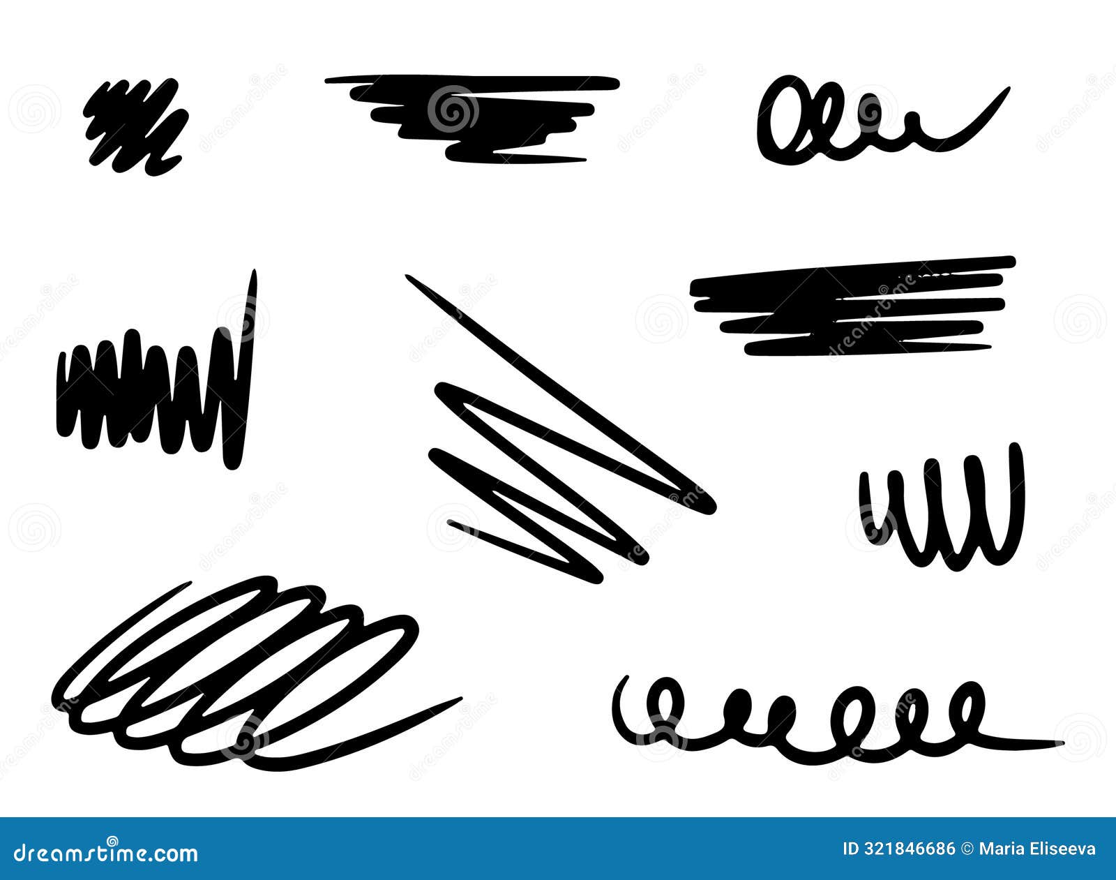 Doodle Arrows, Spring and Spiral Set, Hand Drawn Coil Icons. Scribble ...