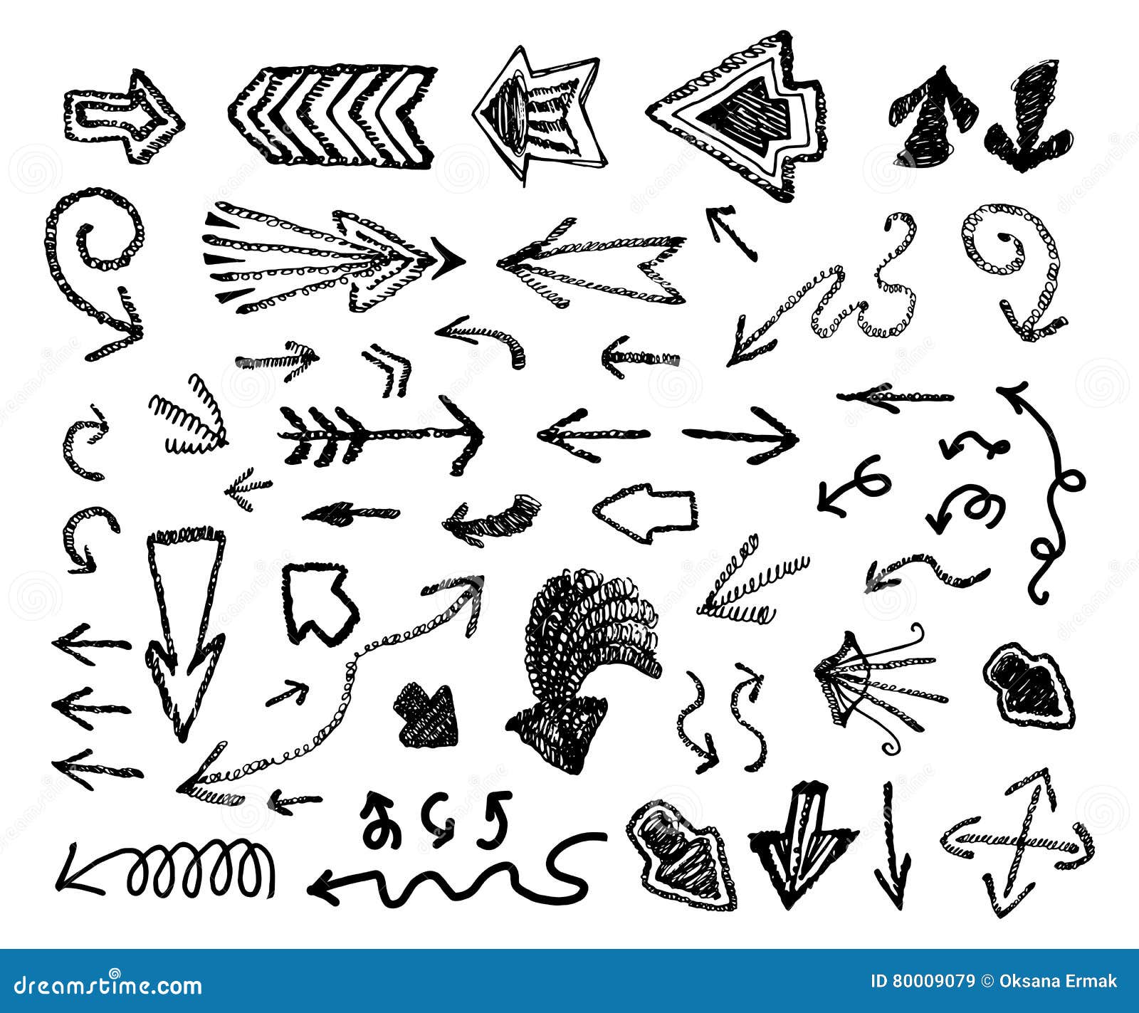 Doodle arrows vector set stock vector. Illustration of icon - 80009079