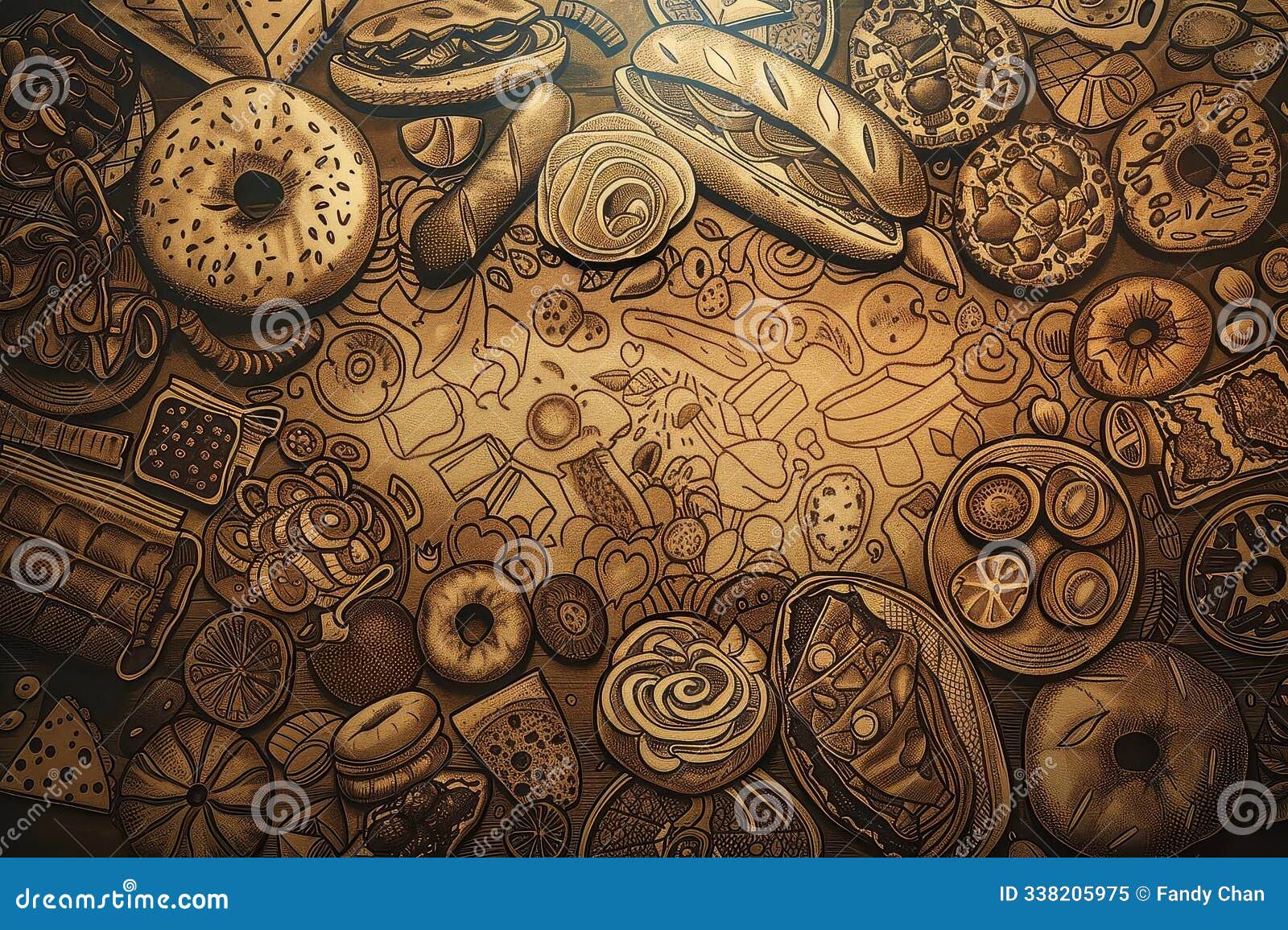 Doodle Art of Delicious Food and Drinks Stock Illustration ...