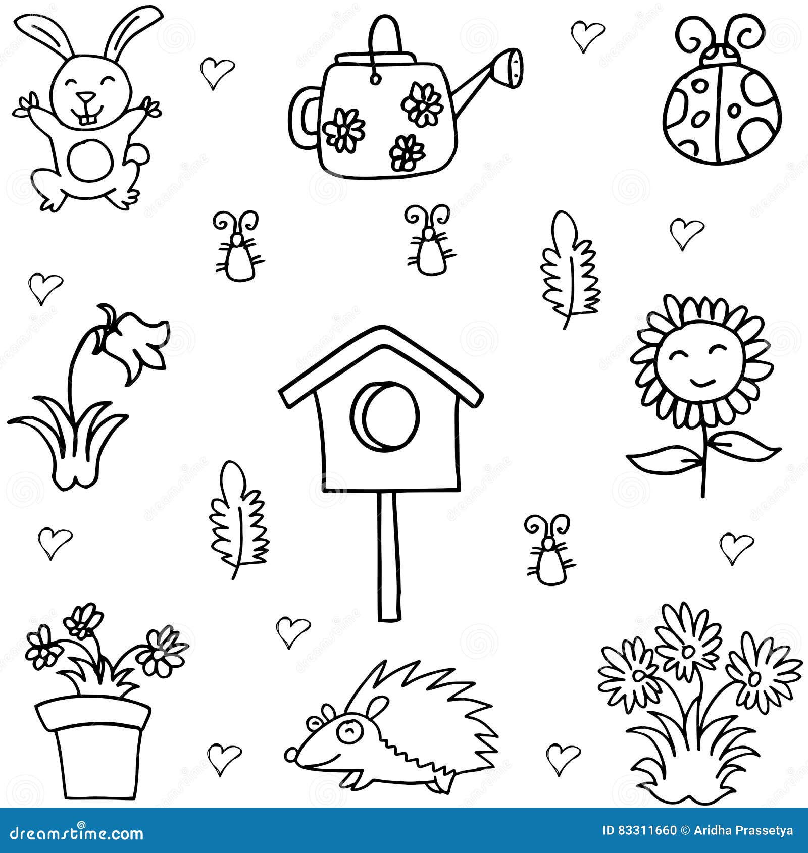 Doodle Art of Spring Collection Stock Vector - Illustration of grow ...