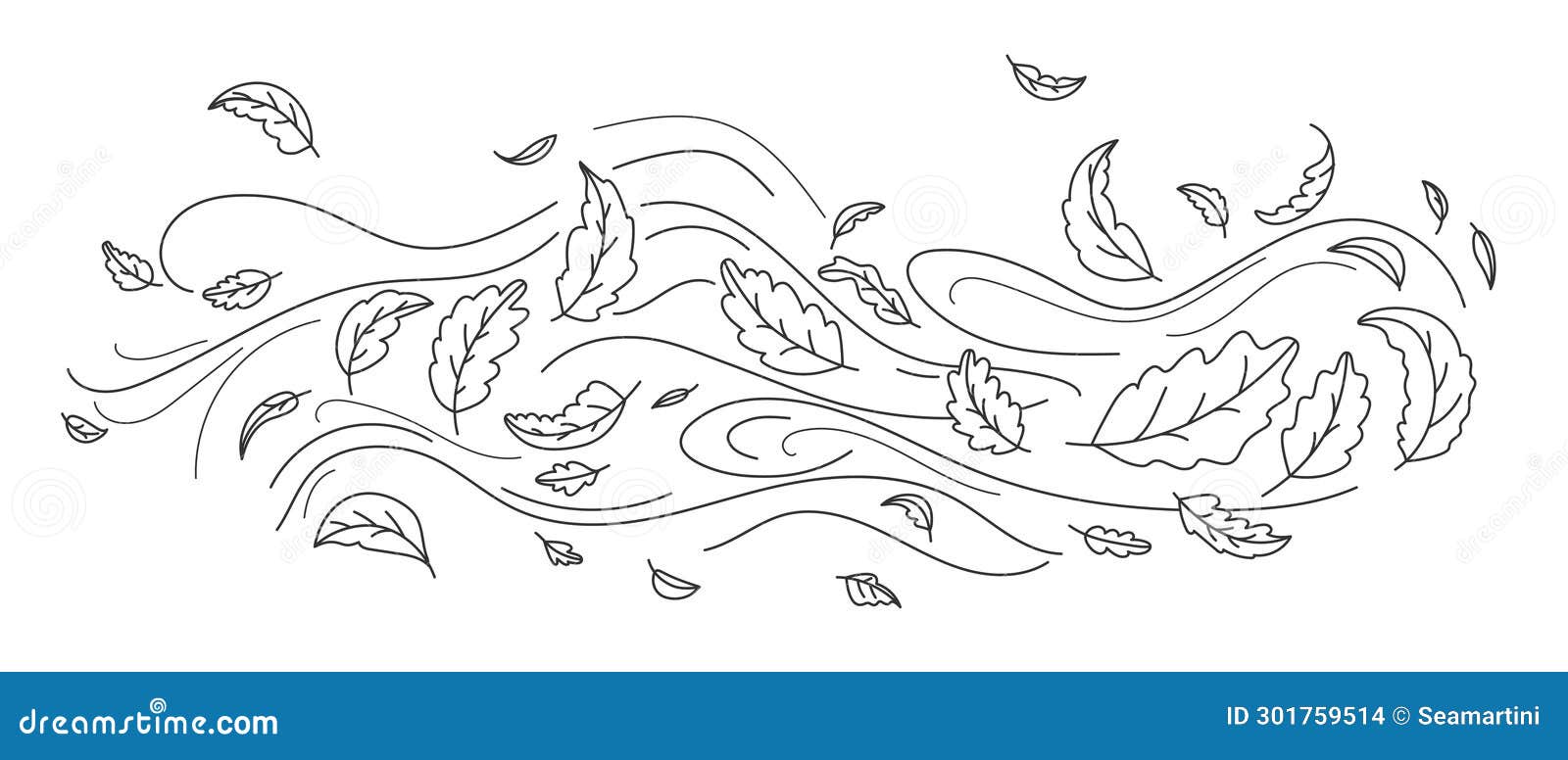 Doodle Autumn Leaves Flying in the Wind Backdrop Stock Vector ...