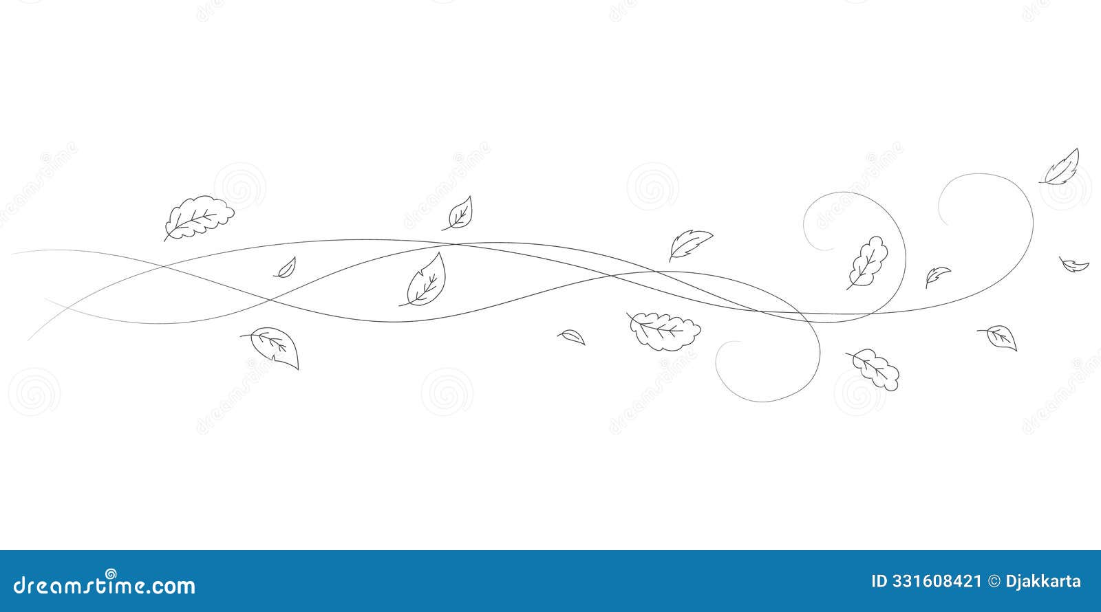 Doodle Autumn Leaves Flying in the Wind. Falling Season Outline ...