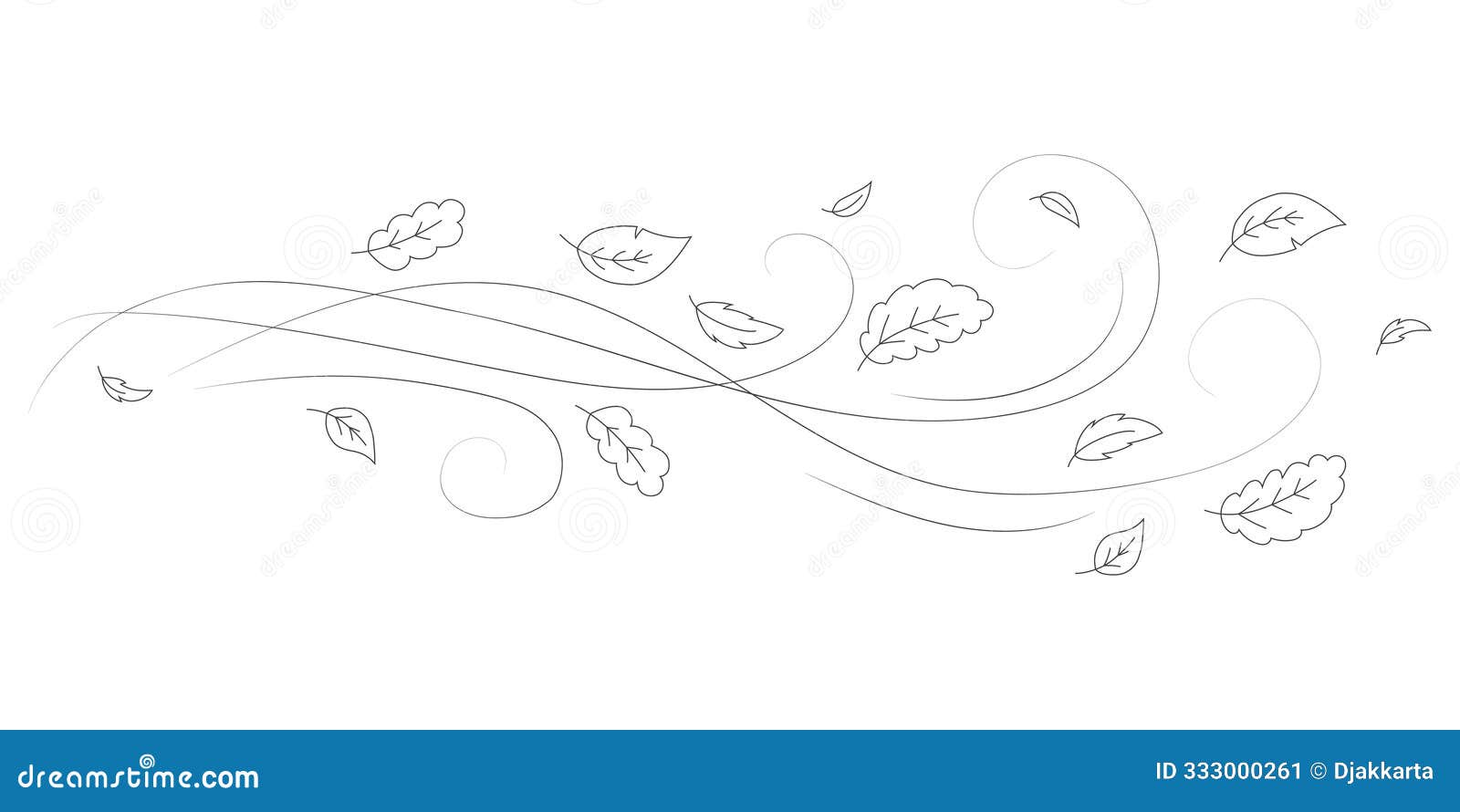 Doodle Autumn Leaves Flying in the Wind. Falling Season Outline ...