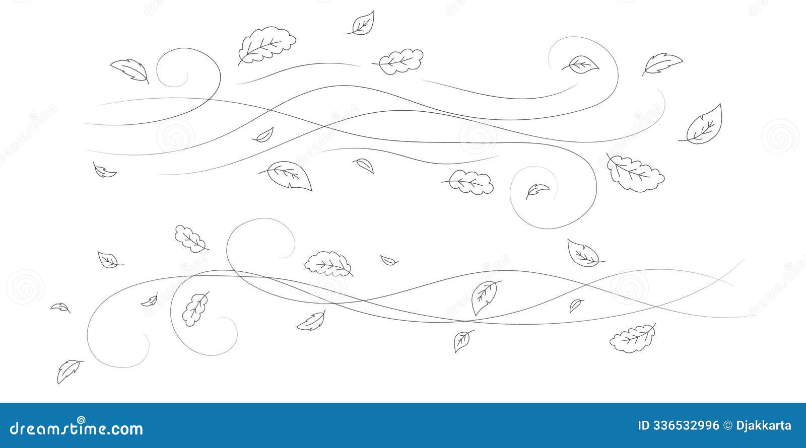 Doodle Autumn Leaves Flying in the Wind. Falling Season Outline ...