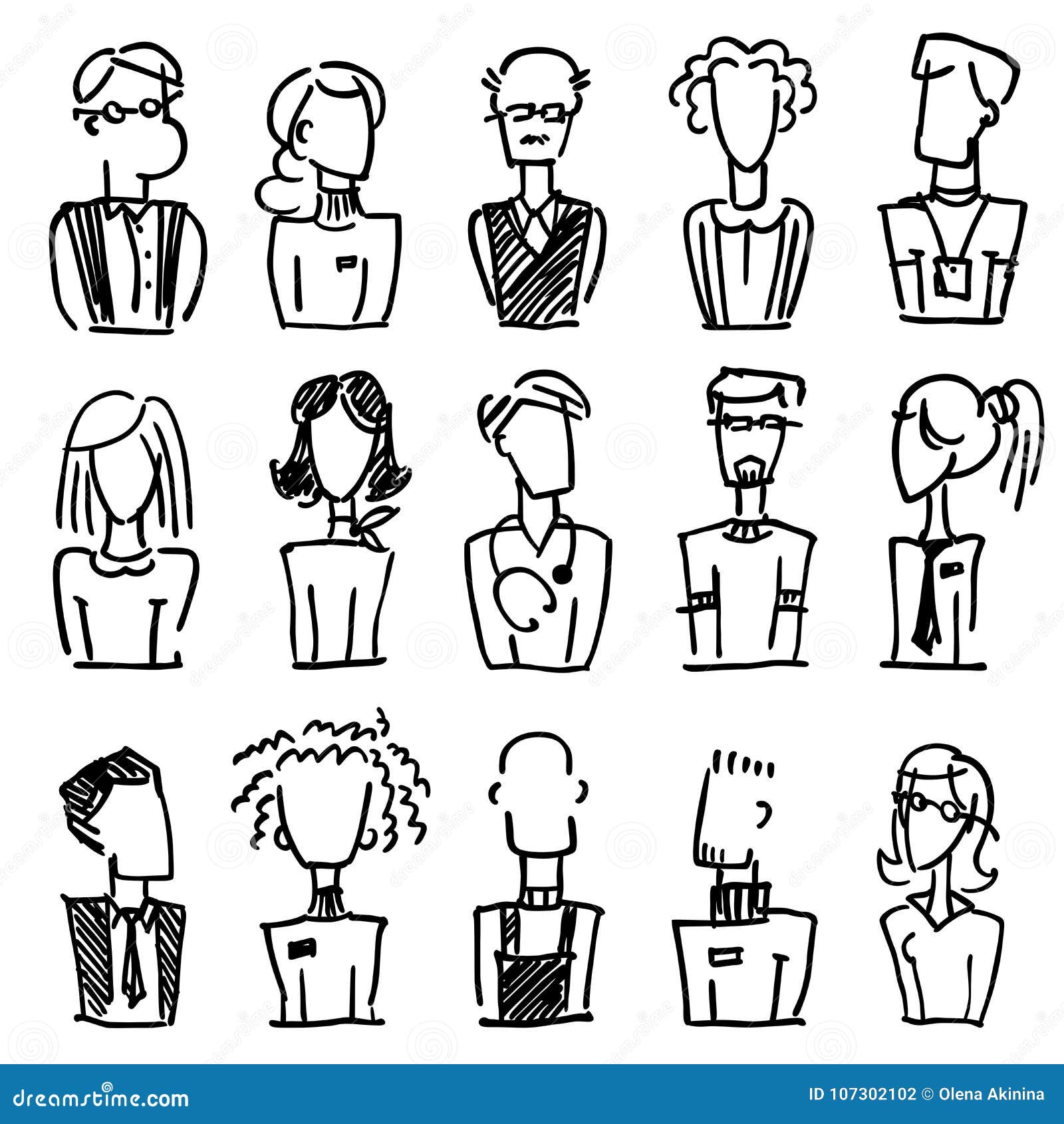 Doodle avatar set stock vector. Illustration of hipster - 107302102