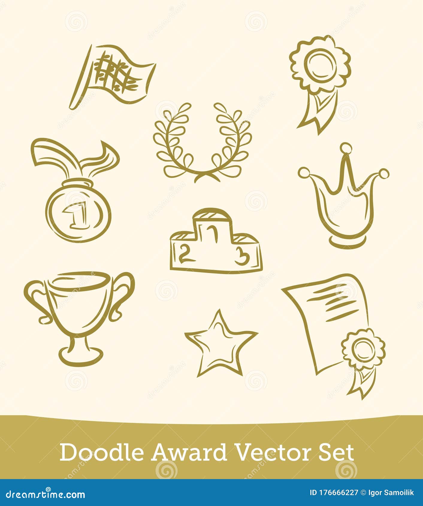 Doodle Award Set Isolated on White Background. Vector Stock Vector ...