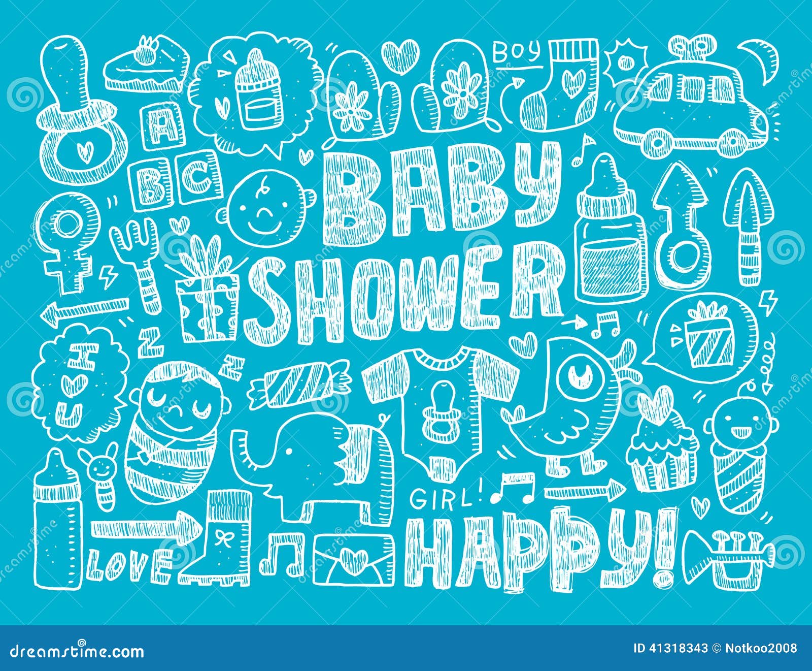 Doodle Baby Background Cartoon Vector | CartoonDealer.com #41318343