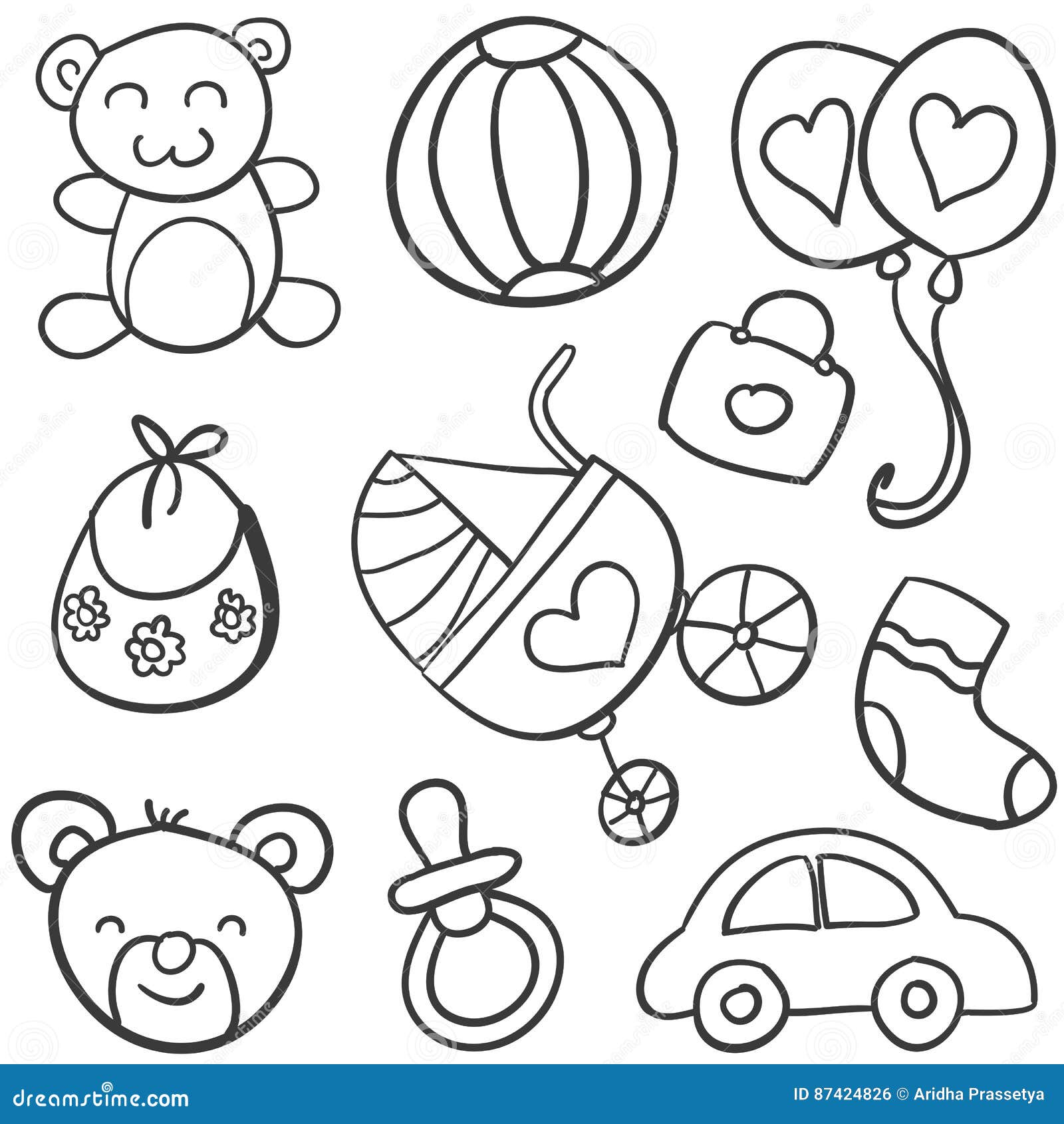 Doodle Of Baby Element Style Vector Illustration | CartoonDealer.com ...