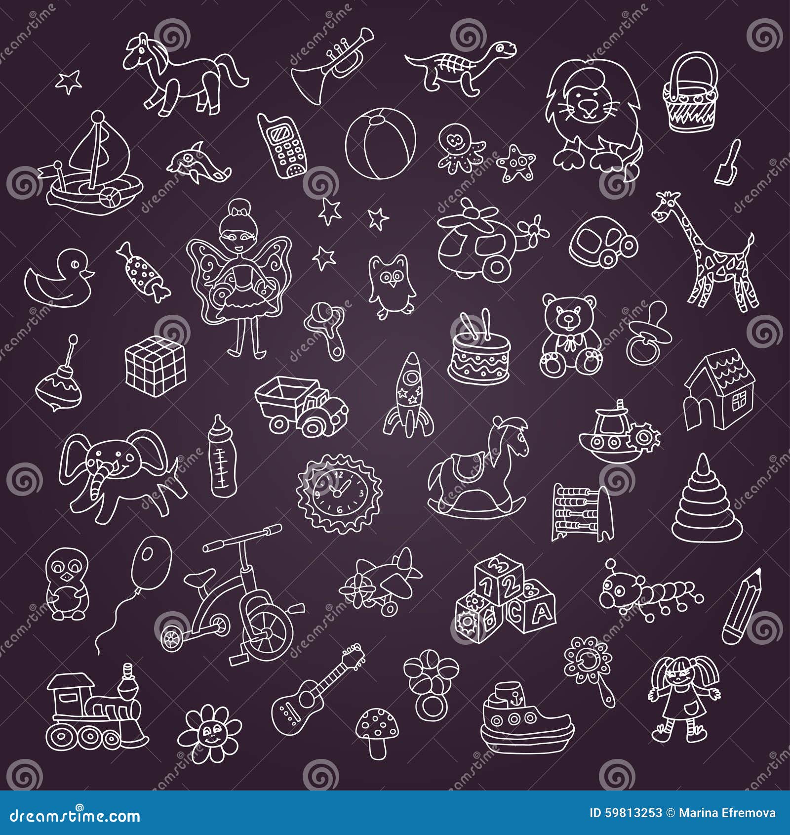 Doodle Baby Icon Set stock vector. Illustration of baby - 59813253