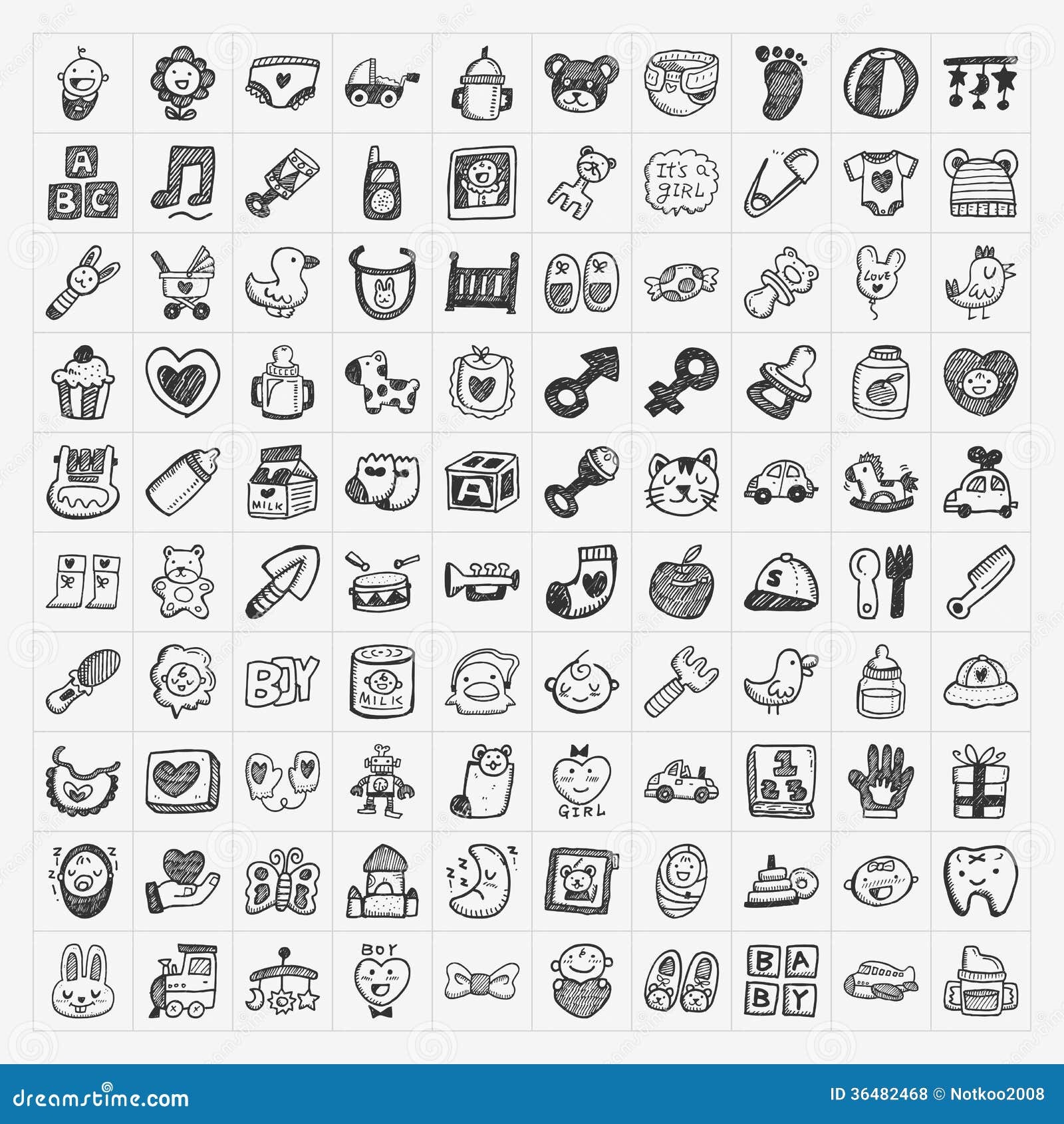 Doodle Baby Background Vector Illustration | CartoonDealer.com #48212384