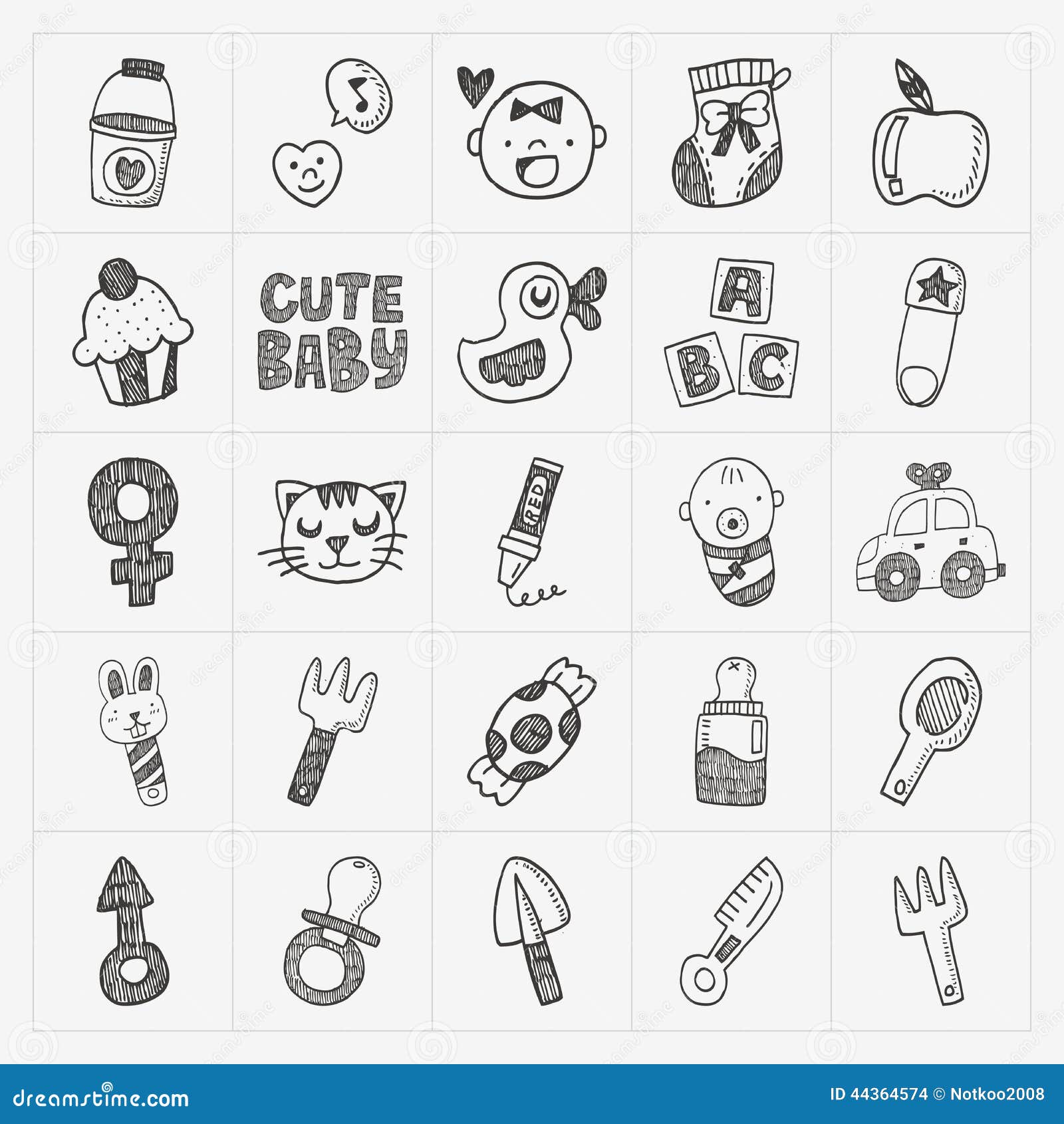 Doodle baby icon sets stock vector. Illustration of girl - 44364574