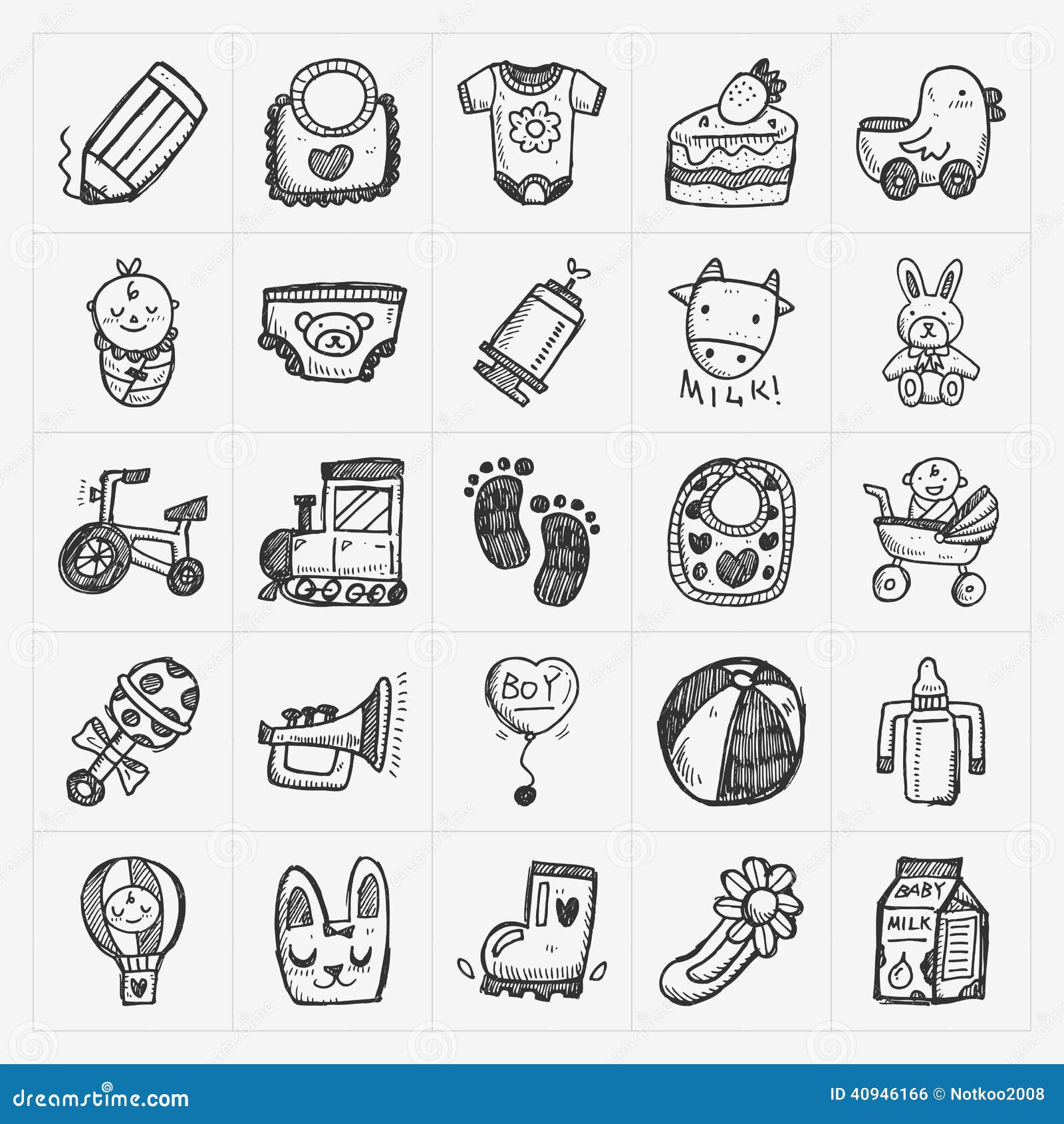 Doodle Of Baby Object Vector Art | CartoonDealer.com #87423639