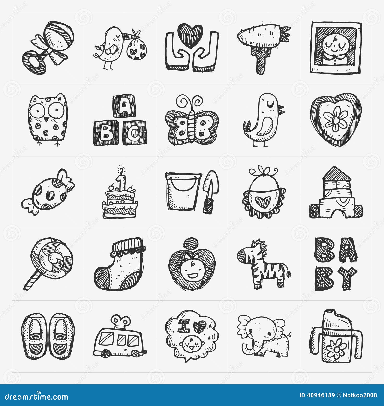 Doodle Baby Shower Clipart Collection Vector Illustration ...