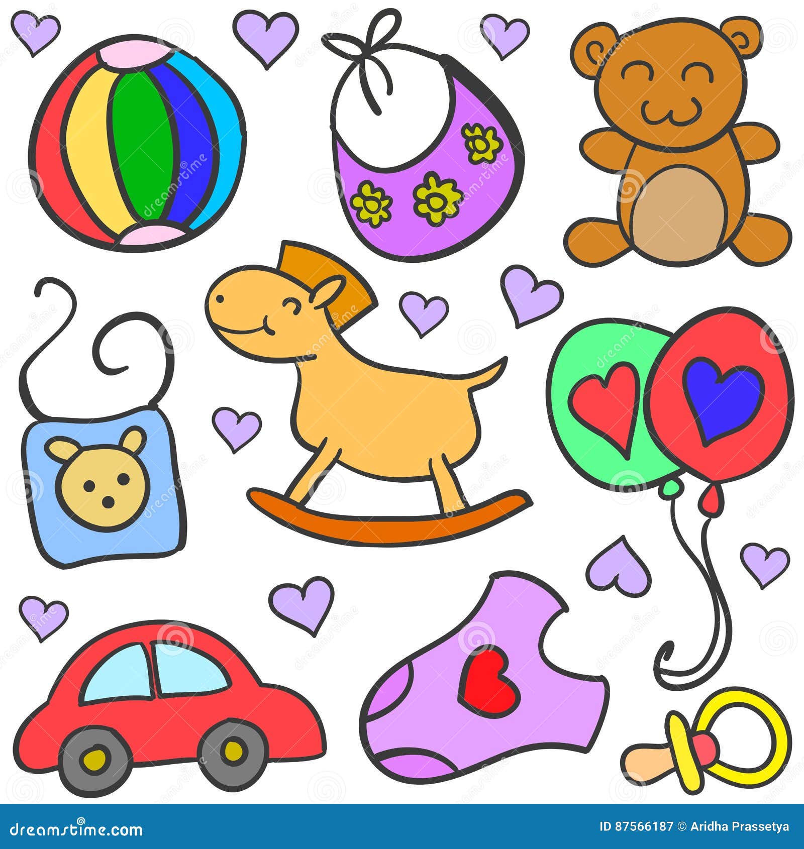 Doodle of Baby Set Style Colorful Stock Vector - Illustration of ...