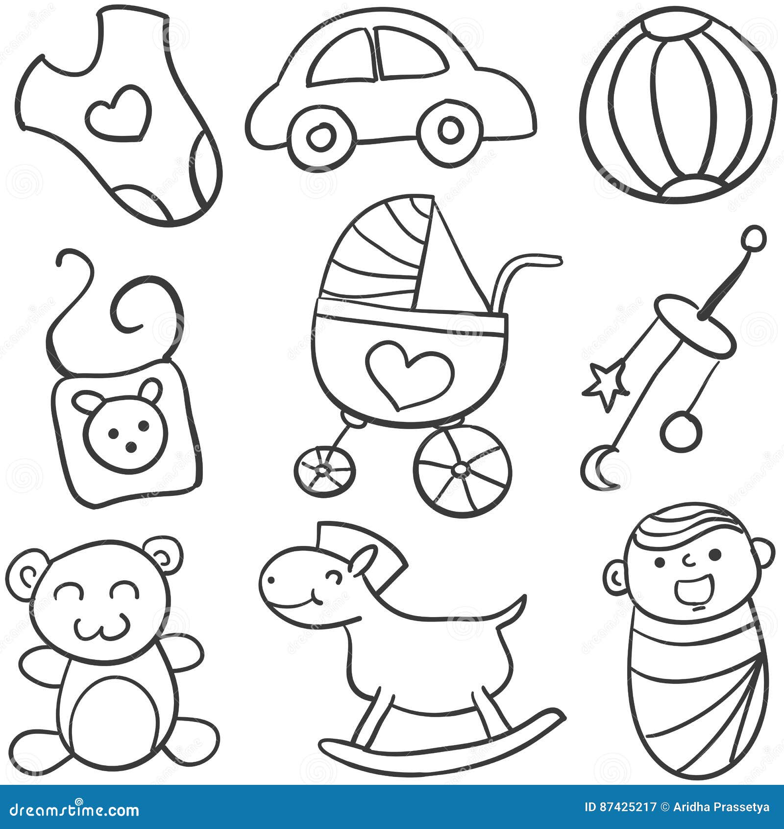 Doodle of Baby Set Vector Illustration Stock Vector - Illustration of ...