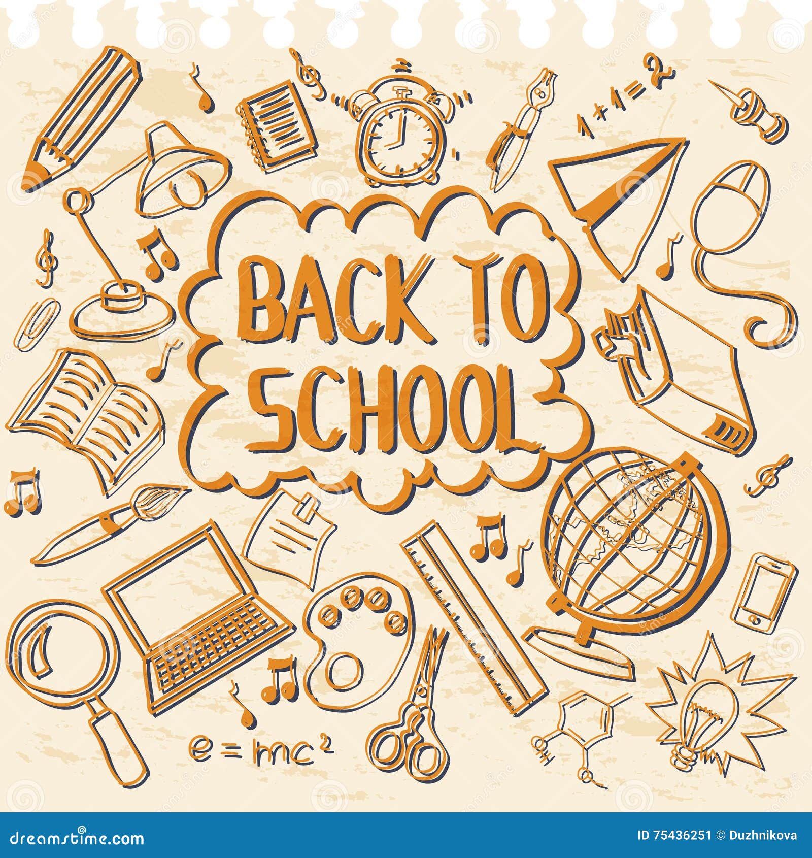 Doodle Back To School in a Notebook Stock Vector - Illustration of ...