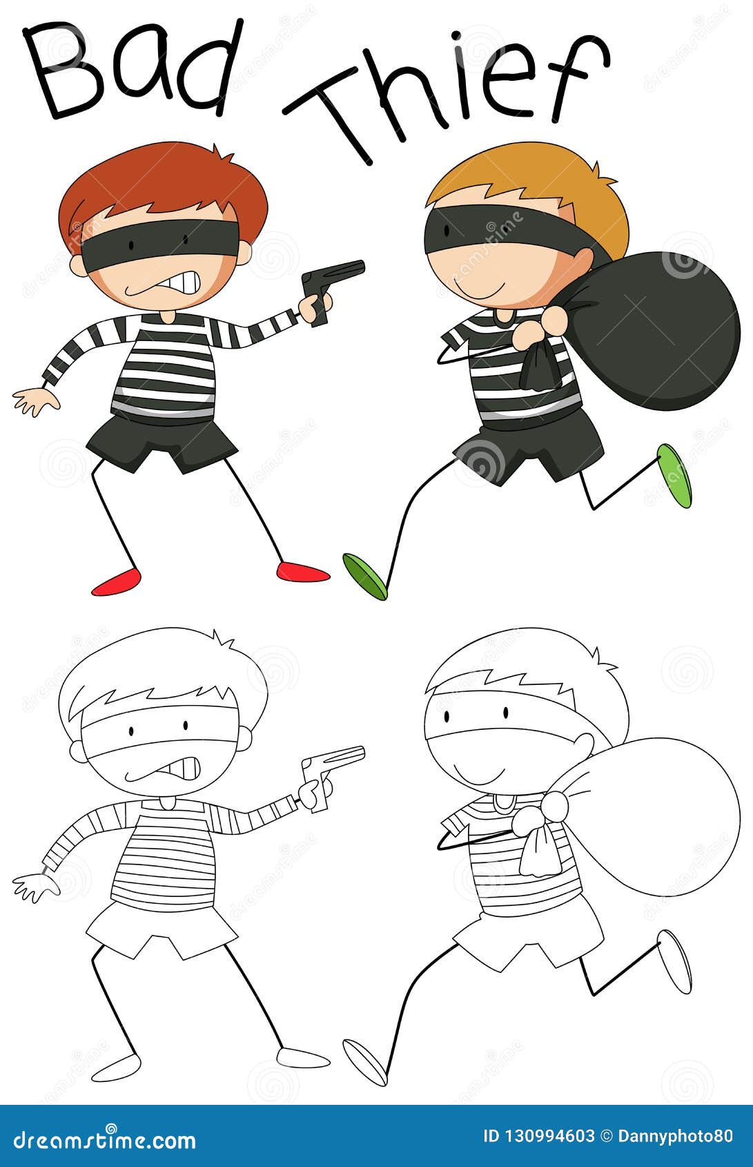 Thief Character Vector Bandit Cartoon Illustration Robber In A Mask ...