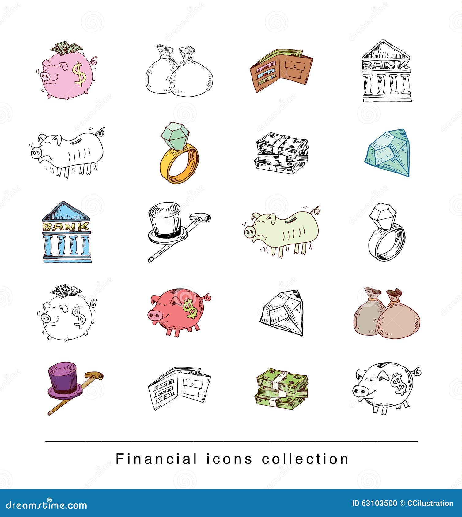 Doodle Bank Icon, Hand Drawn Illustration. | CartoonDealer.com #52740806