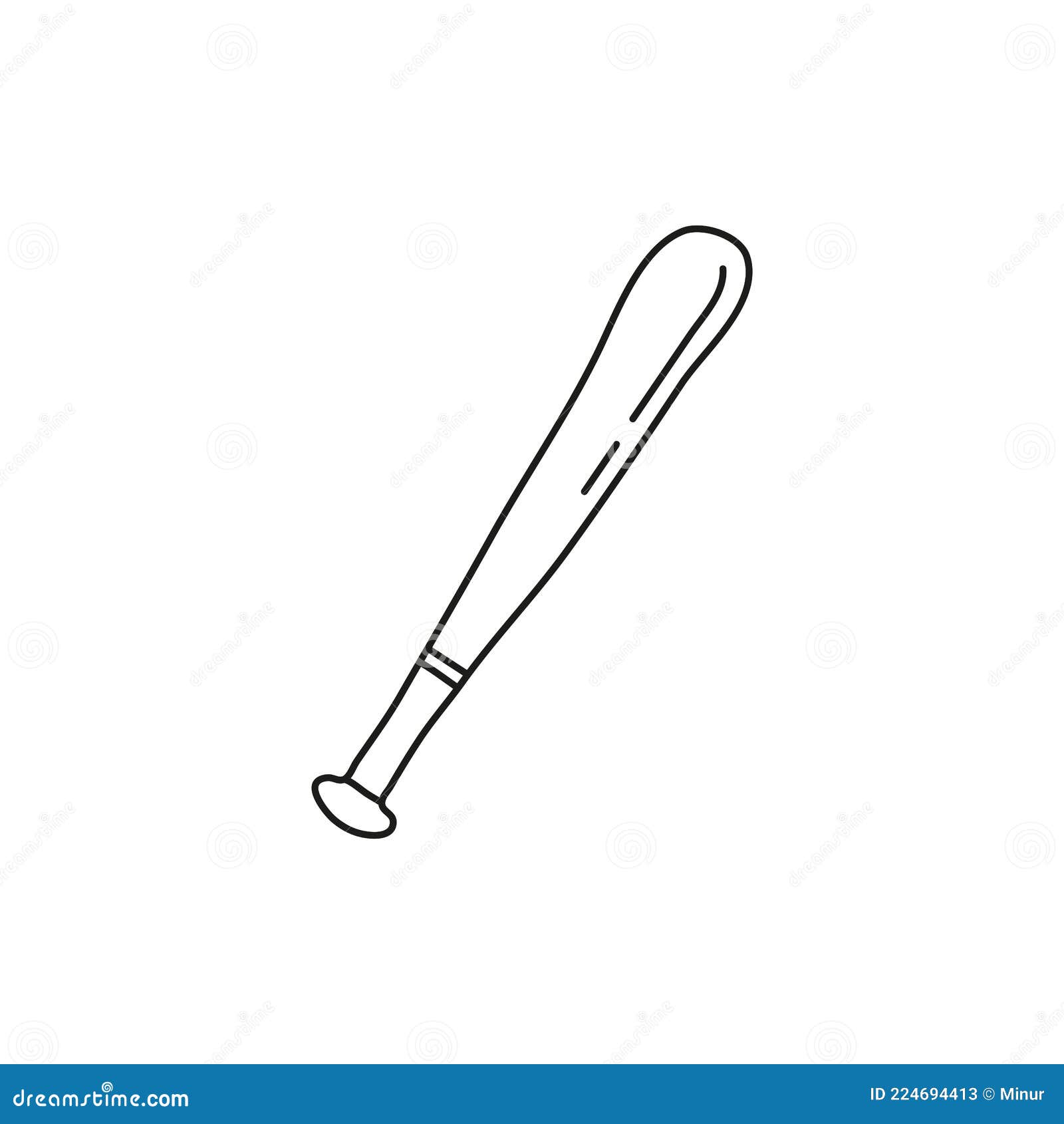 Doodle baseball bat. stock vector. Illustration of symbol - 224694413