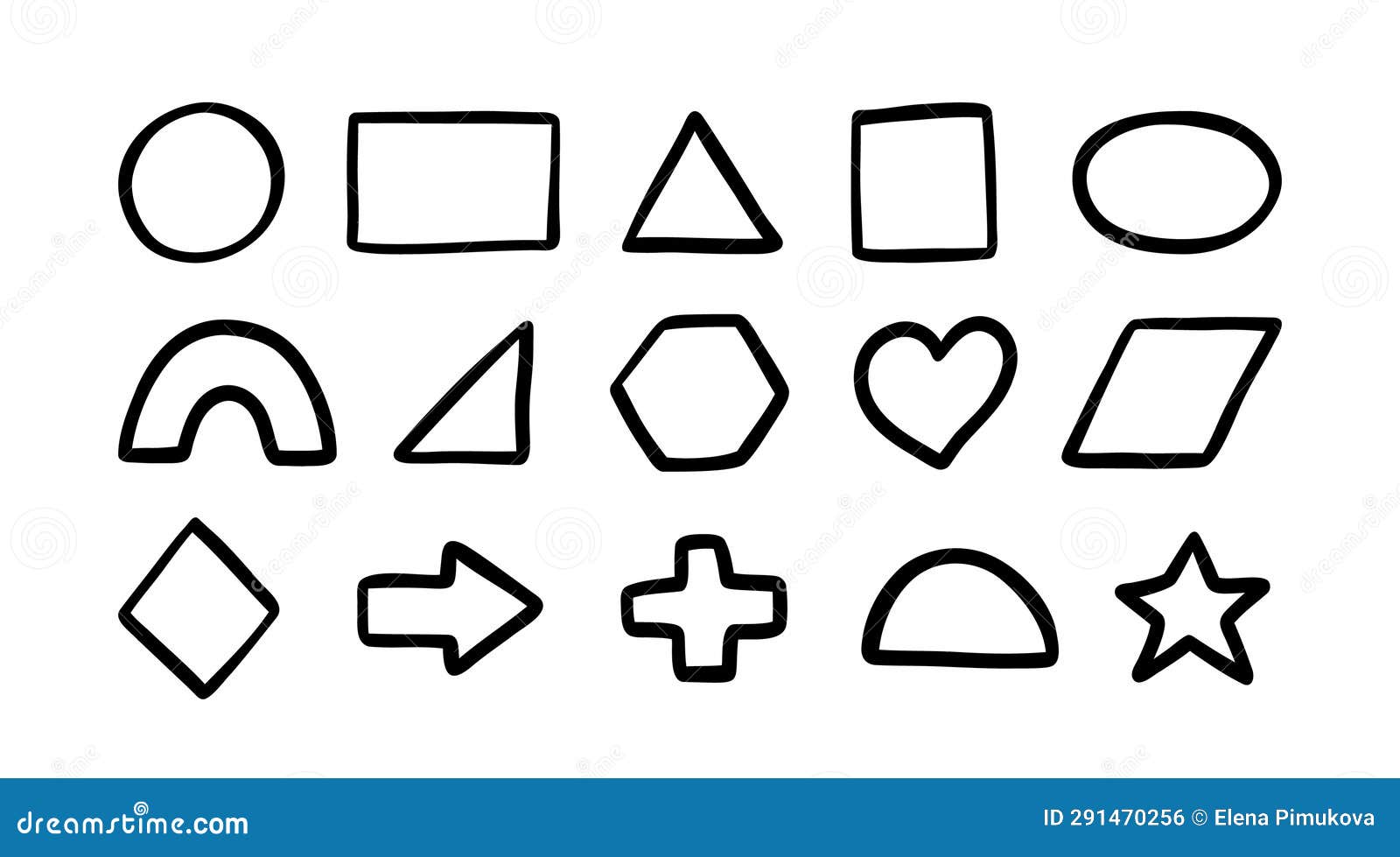 Doodle Basic Geometric Shapes Set. Hand Drawn Math Figure Icons ...