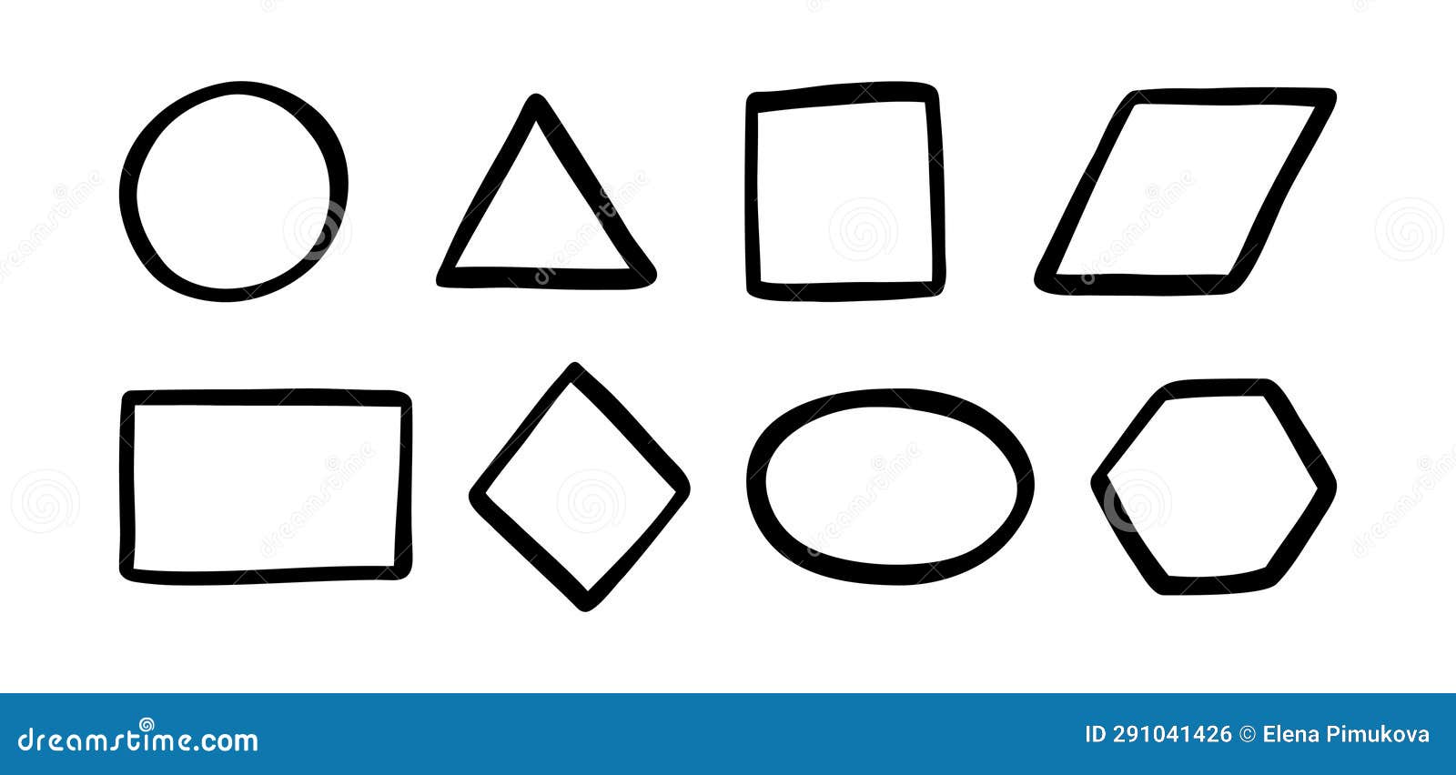 Doodle Basic Geometric Shapes Set. Hand Drawn Math Figure Icons ...
