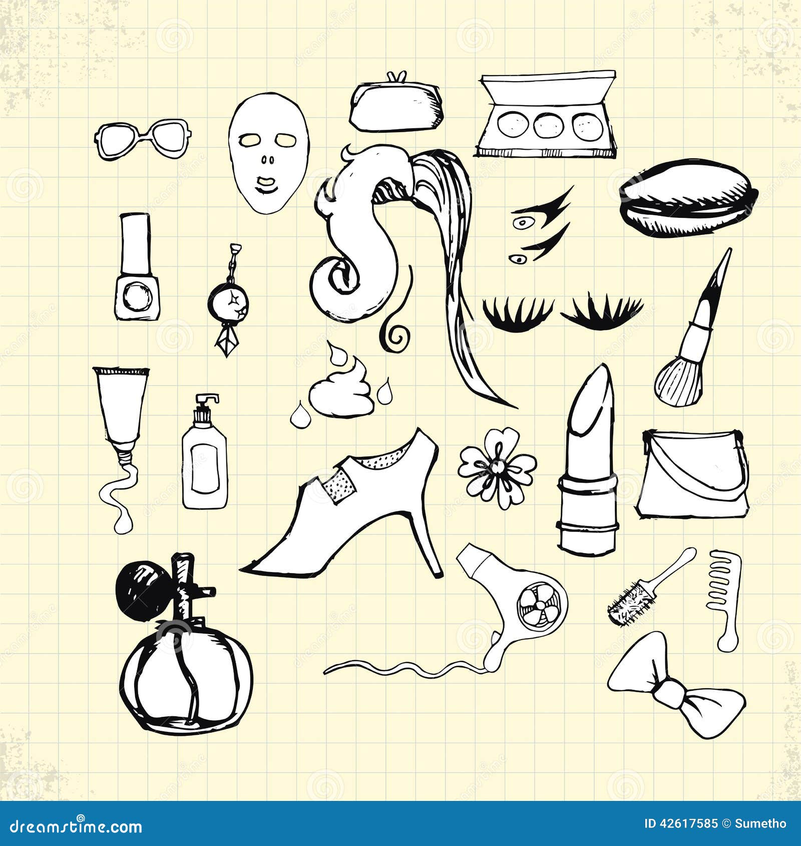 Doodle Beauty Style on Paper Stock Vector - Illustration of beauty ...