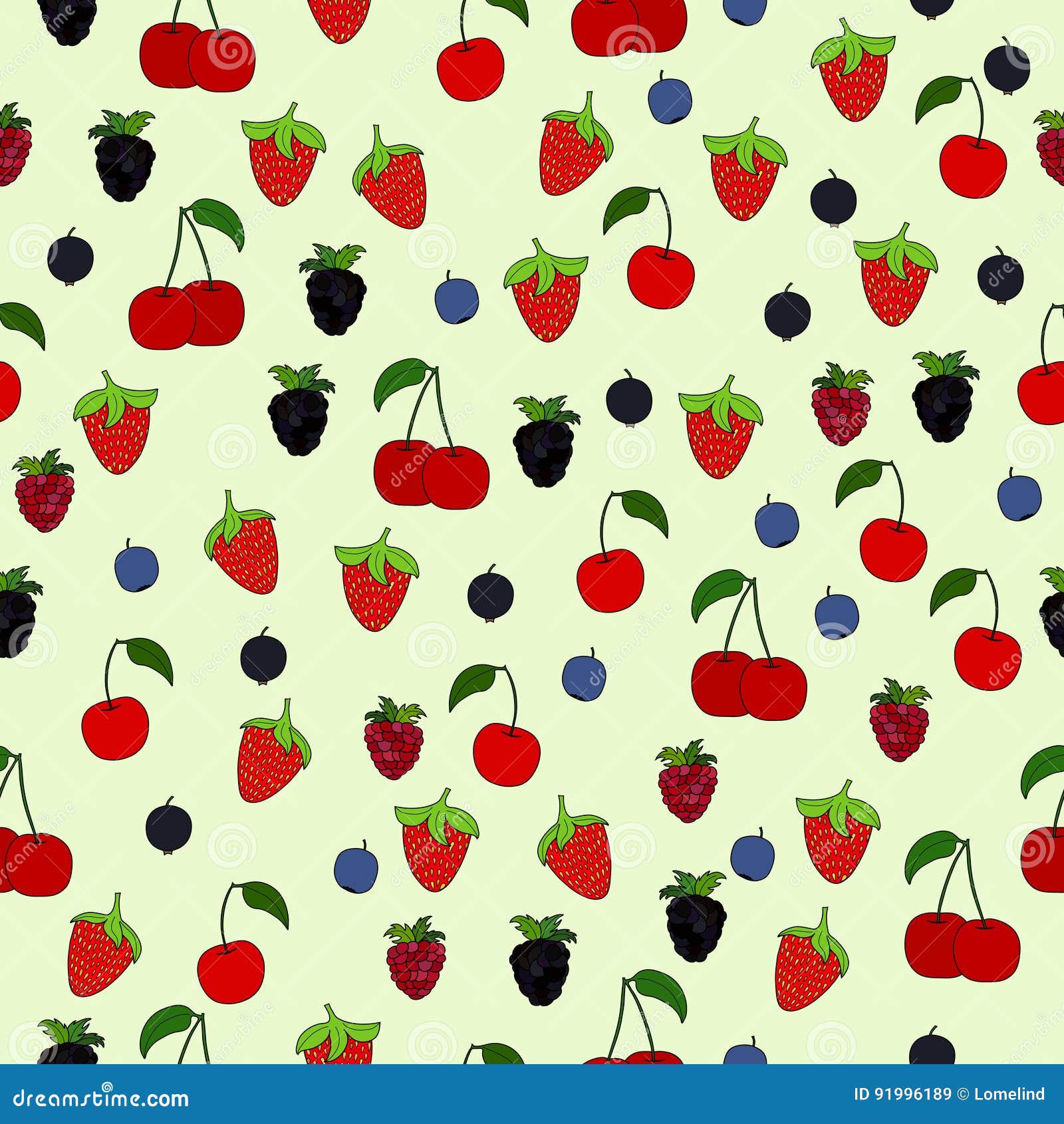 Doodle Berry Seamless Pattern Stock Illustration - Illustration of ...