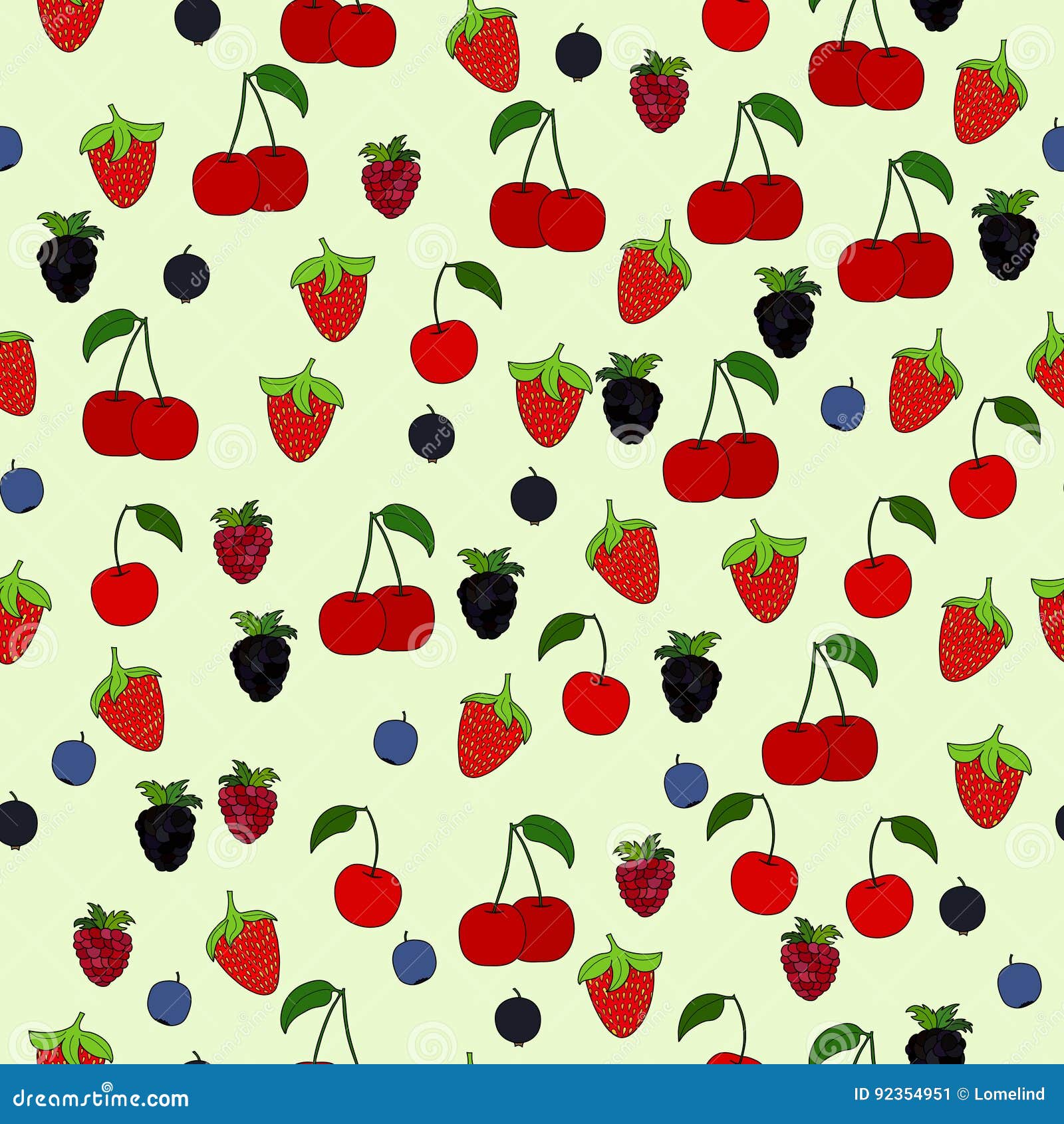 Doodle Berry Seamless Pattern Stock Illustration - Illustration of ...