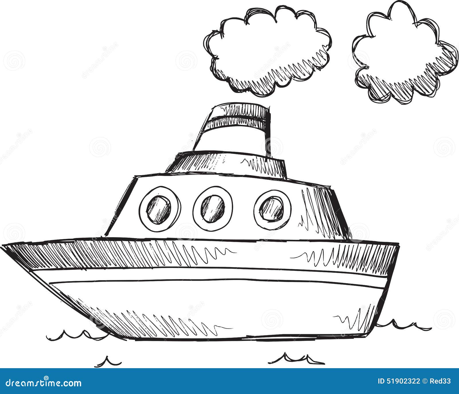 Doodle Big Boat Vector stock illustration. Illustration of ...